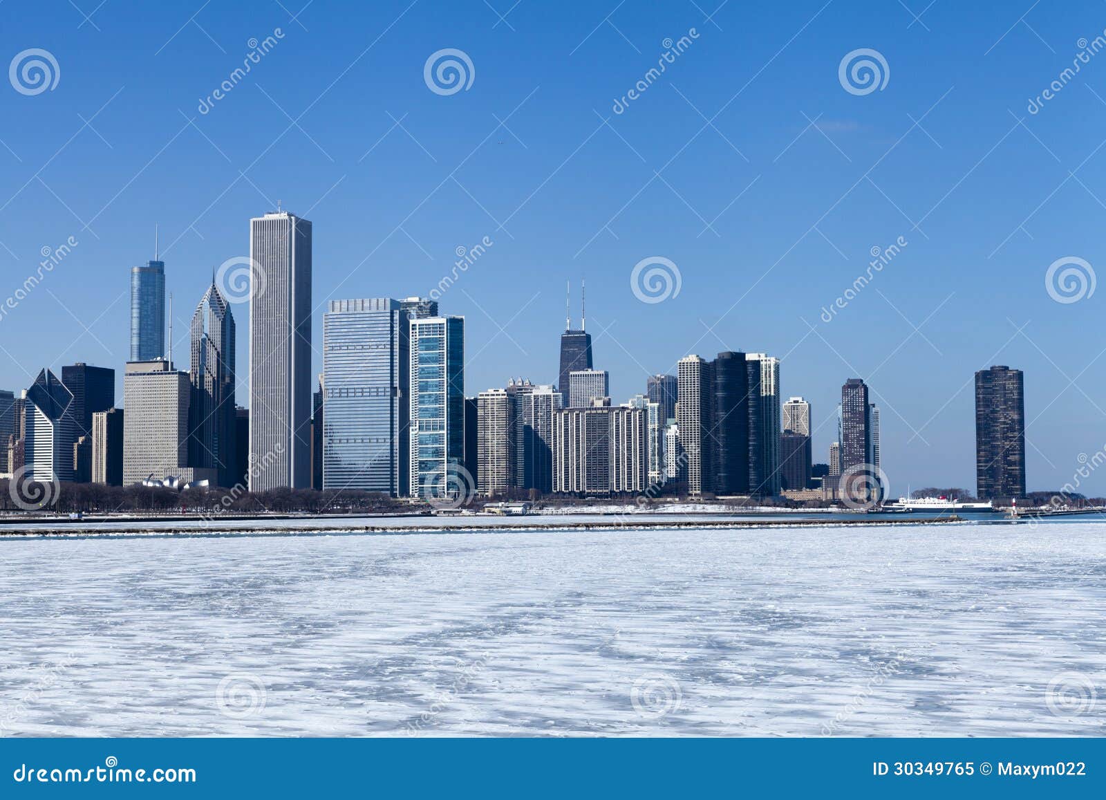 Chicago Skyline in the Winter Stock Image - Image of clouds, office ...