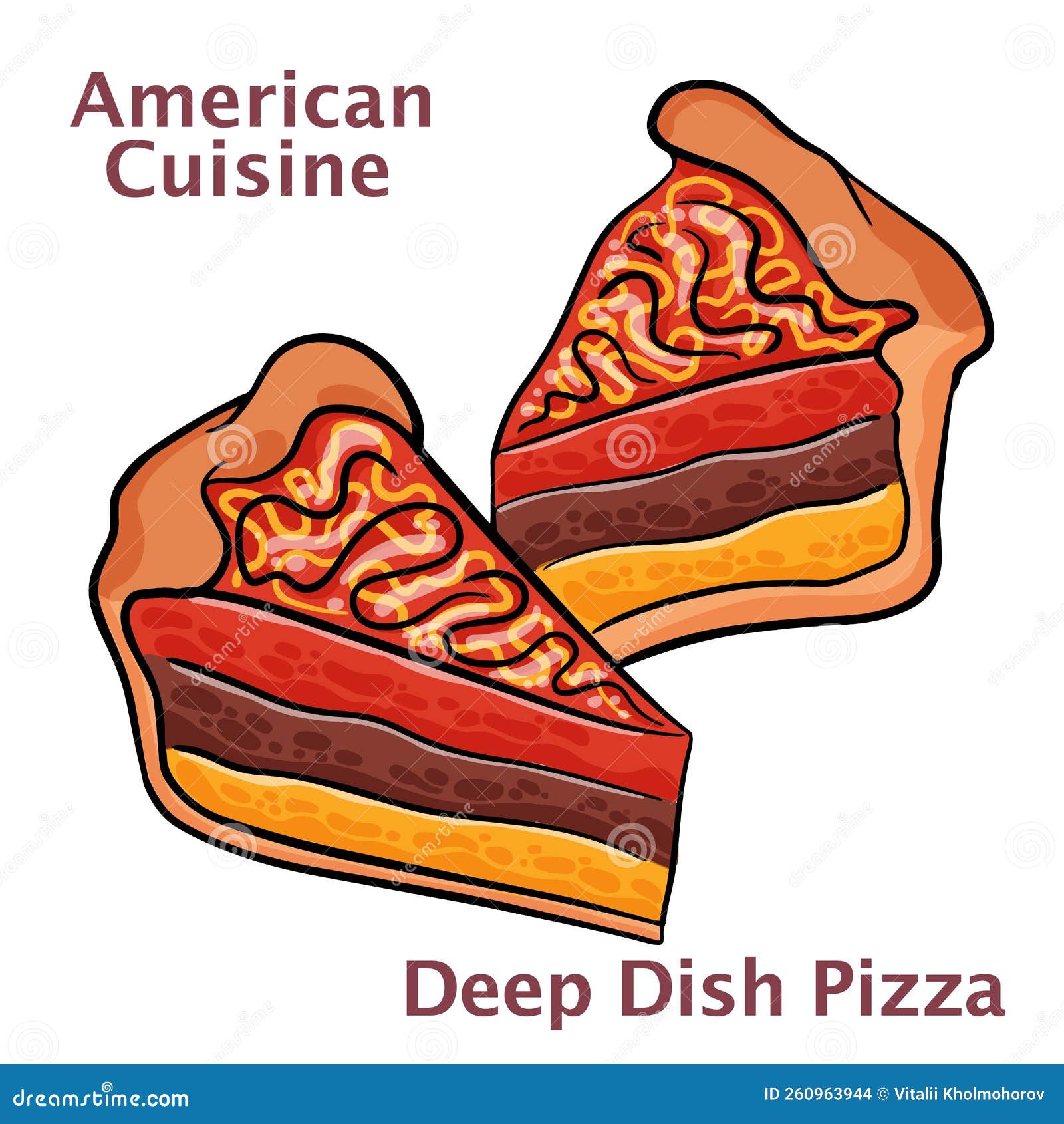 Chicago Style Deep Dish Cheese Pizza On White Background Vector ...