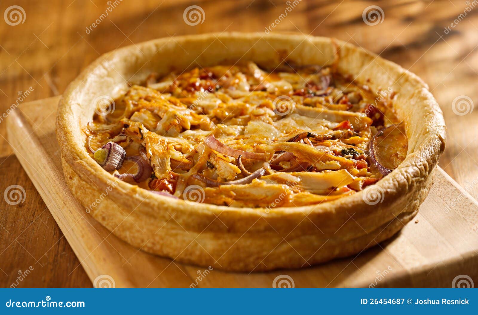 Chicago Style Deep Dish Pizza with Buffalo Chicken Stock Image - Image ...