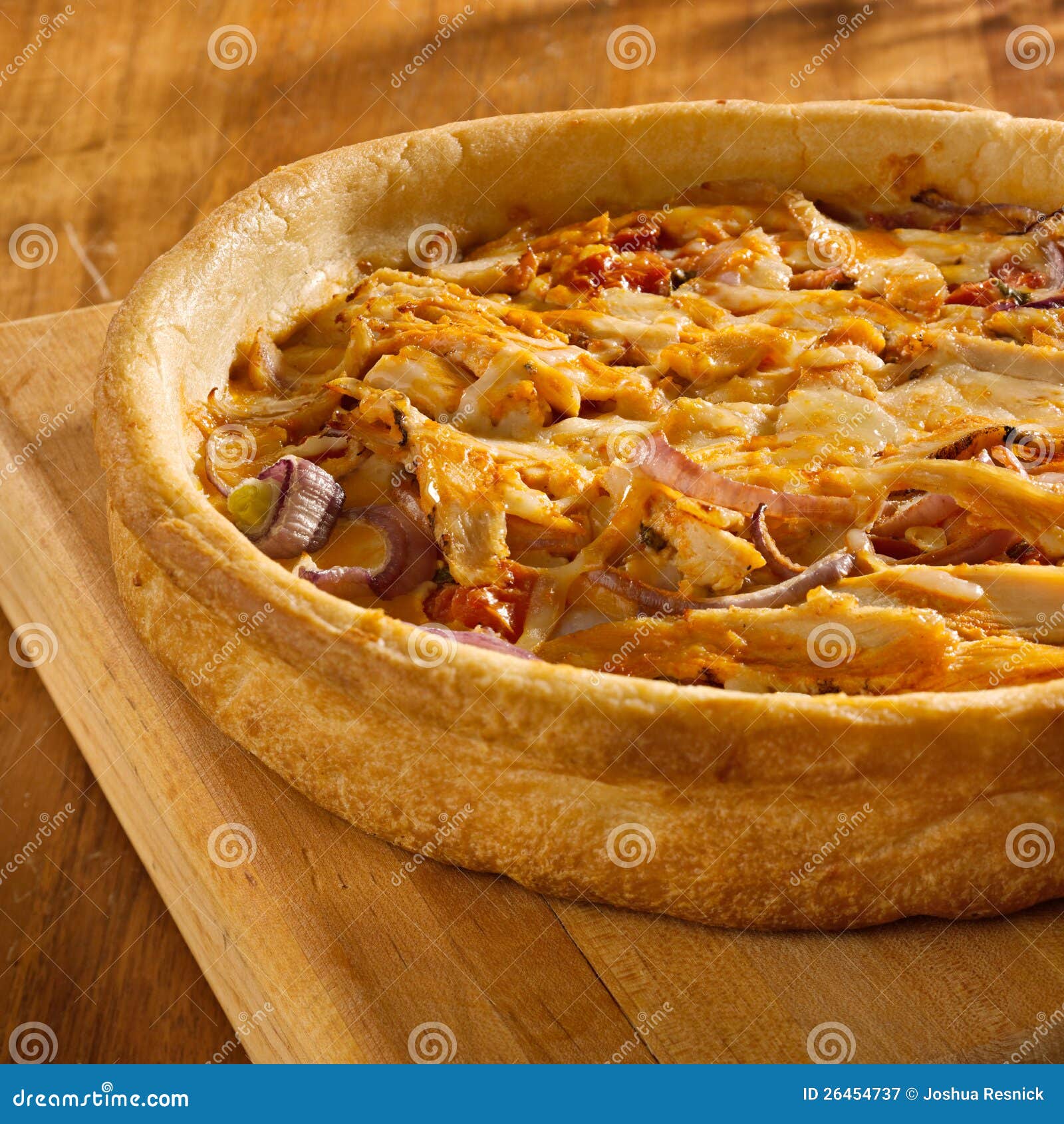 Chicago Style Deep Dish Pizza with Buffalo Chicken Stock Image - Image ...