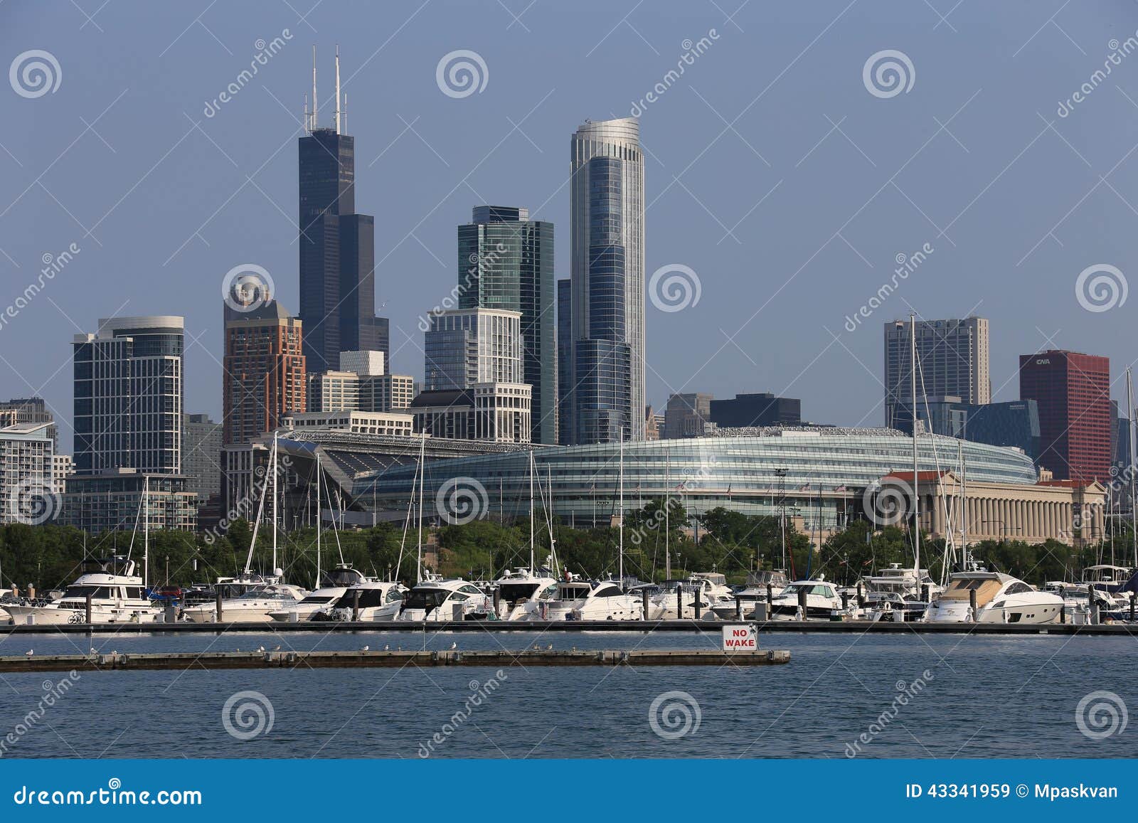 Chicago in summer stock image. Image of field, skyscrapers - 43341959