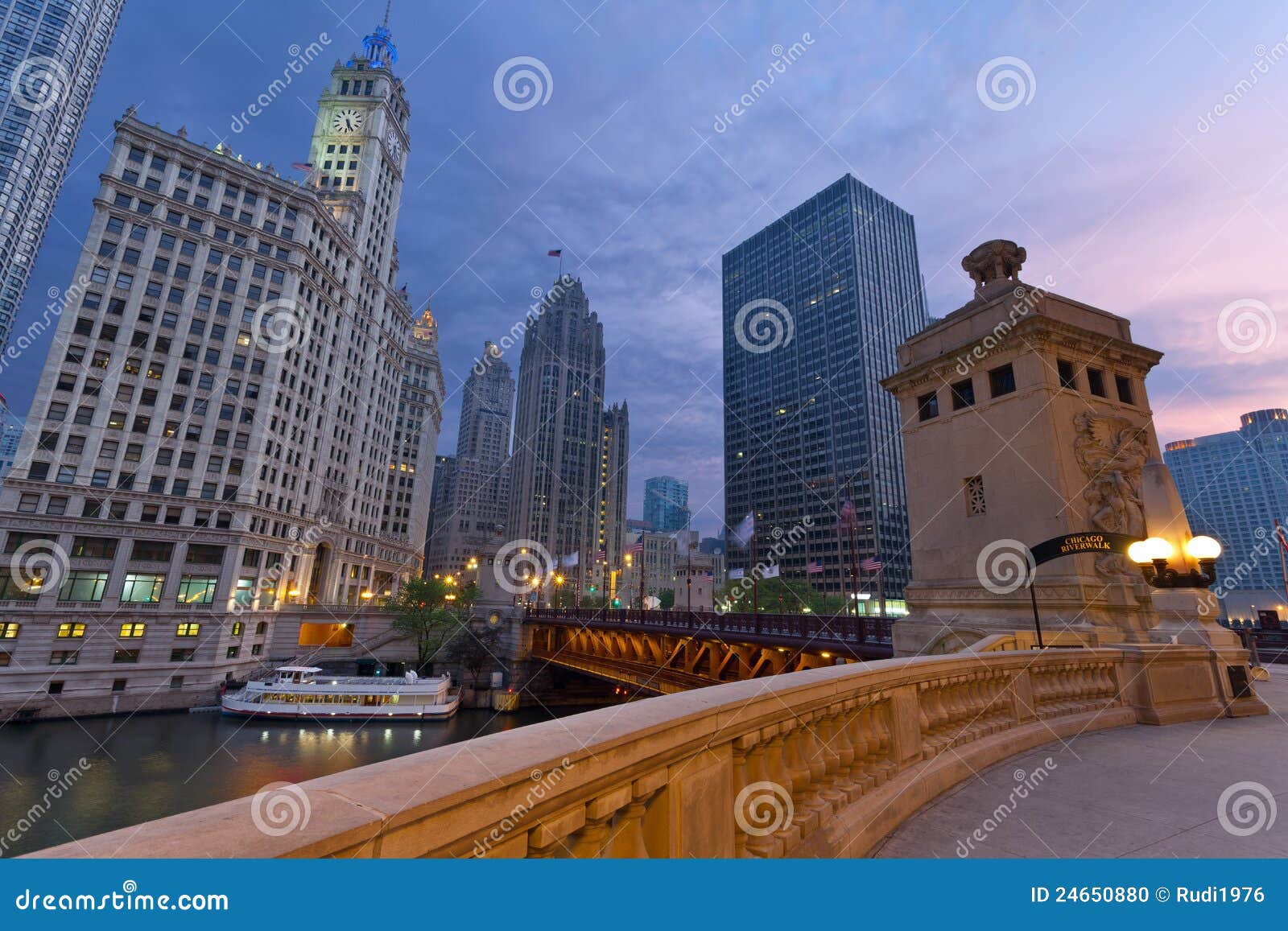 Chicago Sunrise. editorial image. Image of downtown, color - 24650880