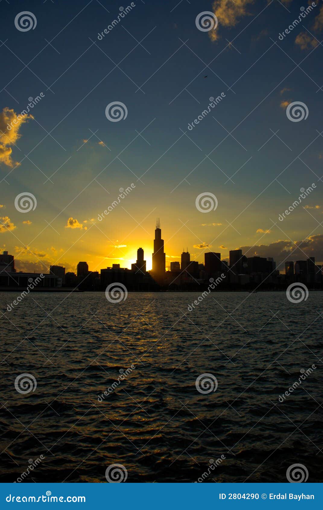 Chicago sunset stock photo. Image of michigan, corporate - 2804290