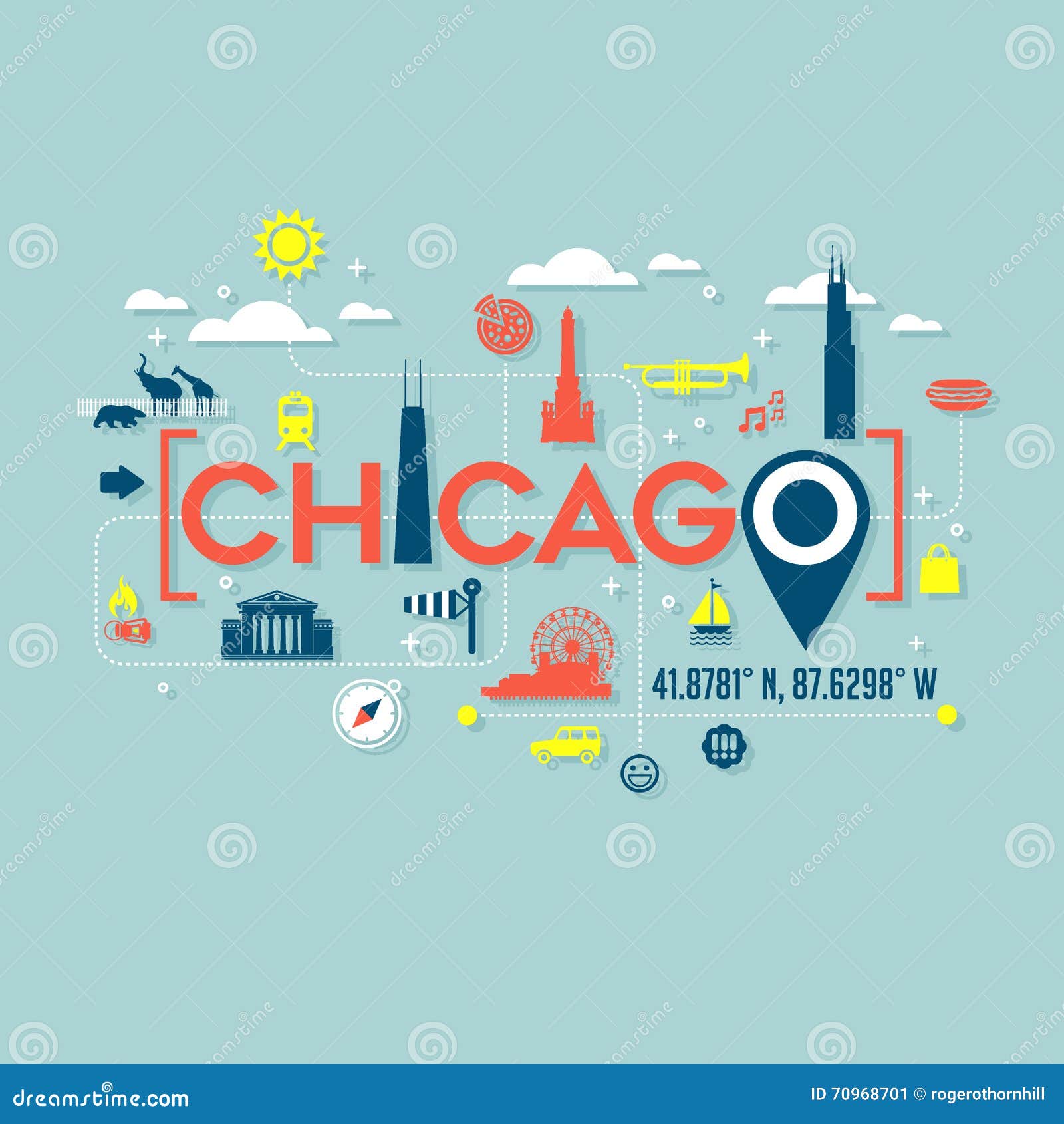 Chicago Symboler Och Typografidesign Vektor Illustrationer ...