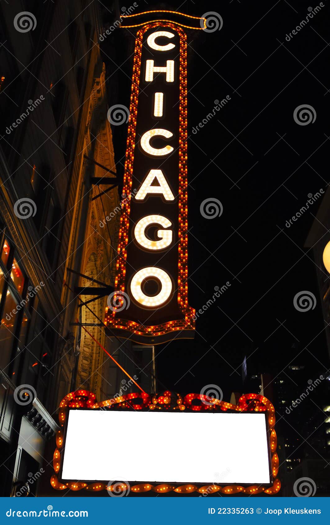Chicago Theatre Sign at Night Stock Image - Image of american ...