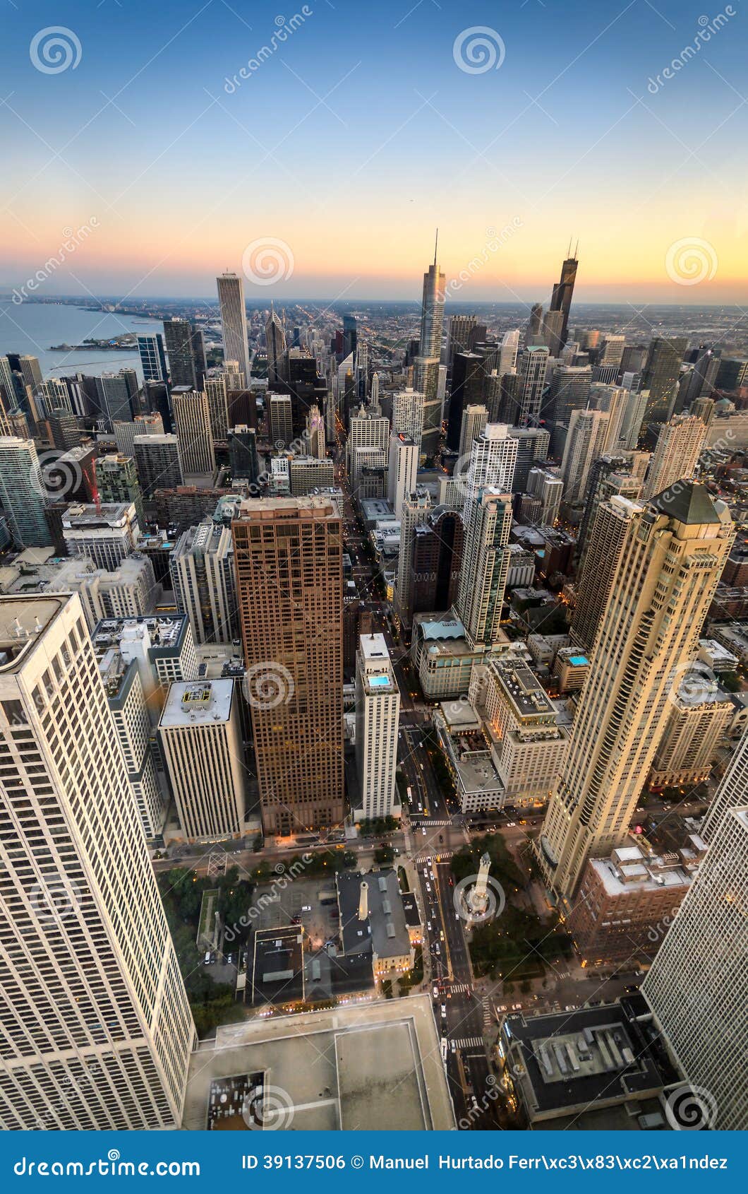 Chicago Twilight from the Heights Stock Photo - Image of skyline ...