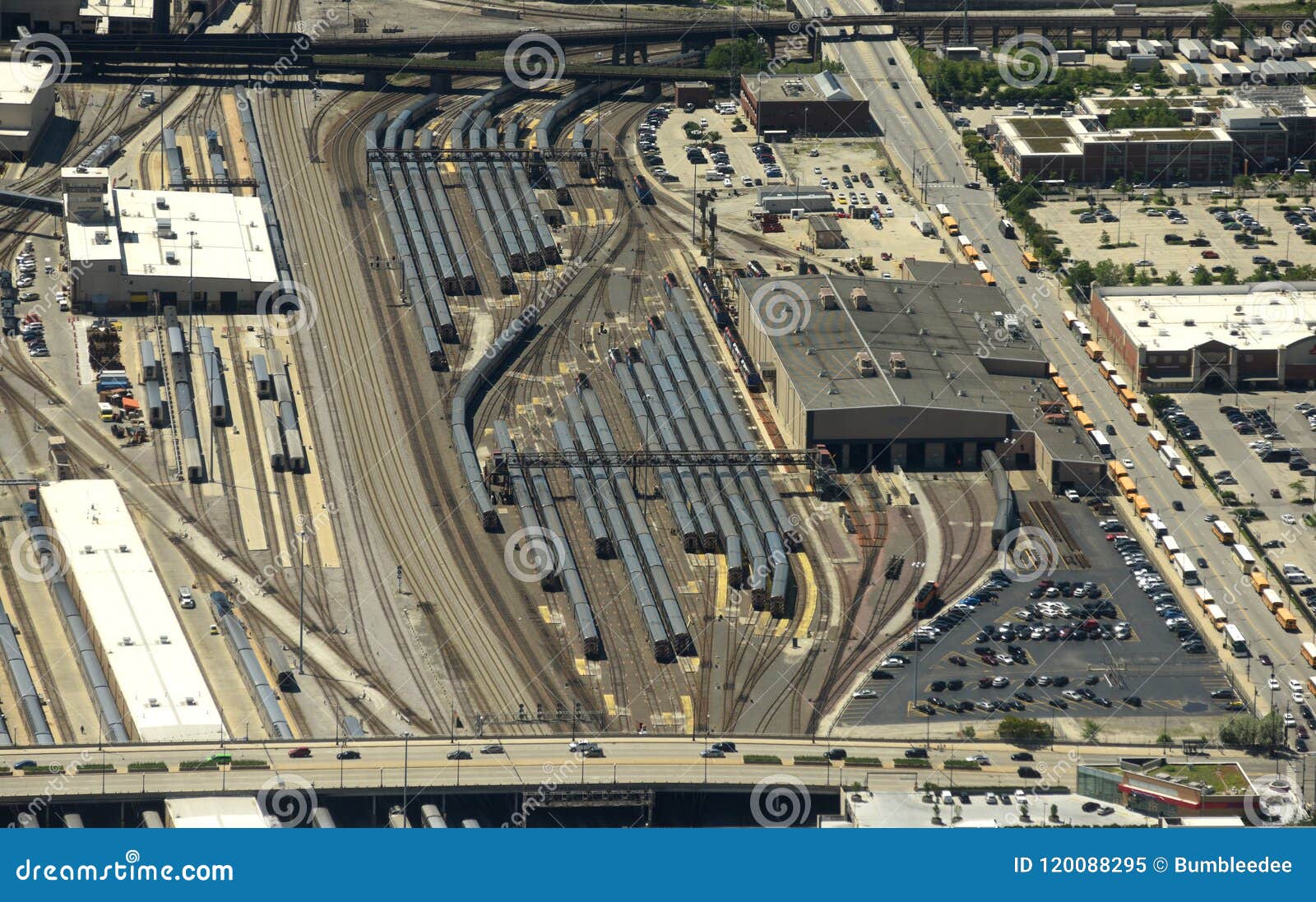 Chicago Usa June 04 2018 Trains On The Bnsf Railroad Yardmetra Top View Editorial Image