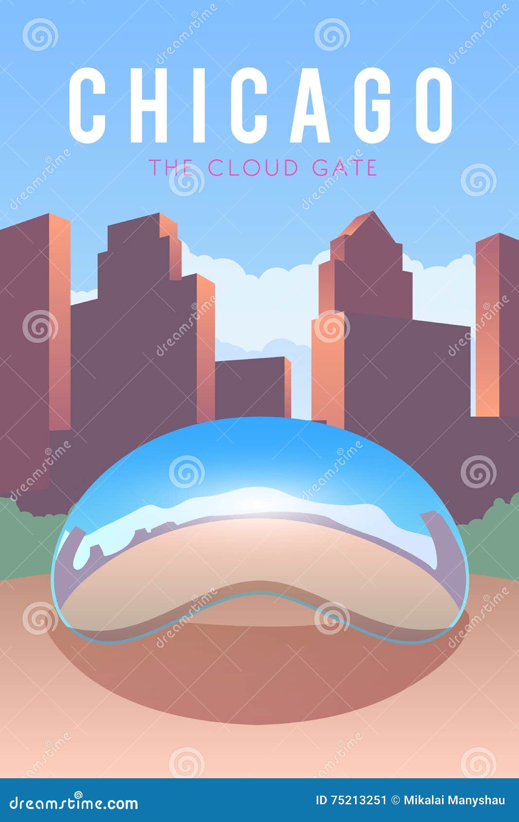 Chicago. Vector poster. editorial photo. Illustration of loop - 75213251