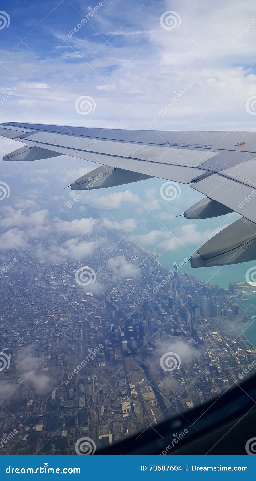 Chicago stock photo. Image of wing, plane, aircraft, view - 70587604