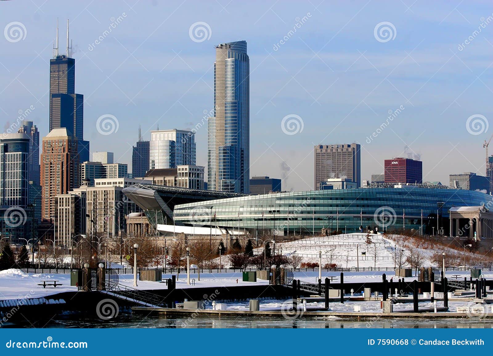 Chicago zima zdjęcie stock. Obraz złożonej z zima, budynek - 7590668