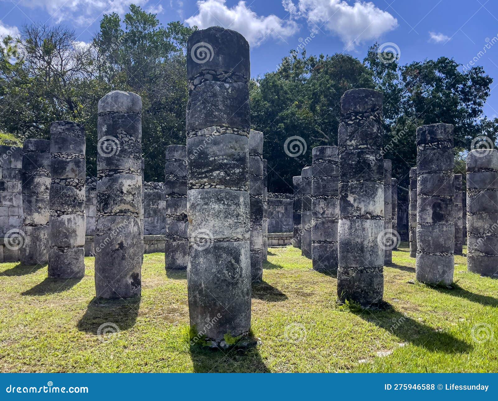 Chichen Itza, Columns in the Temple of the Thousand Warriors Stock ...