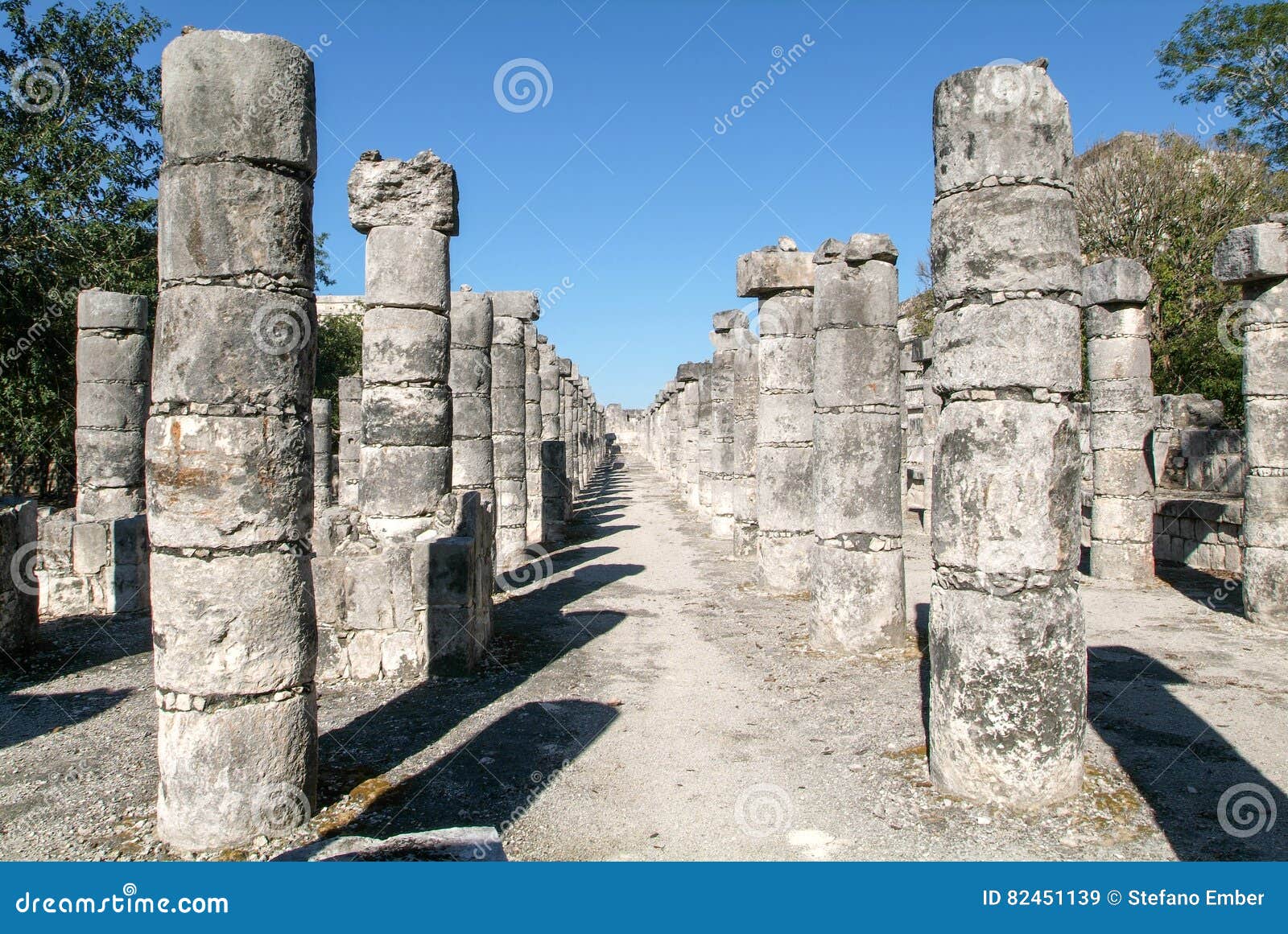 Chichen Itza, Columns in the Temple of a Thousand Warriors Stock Image ...