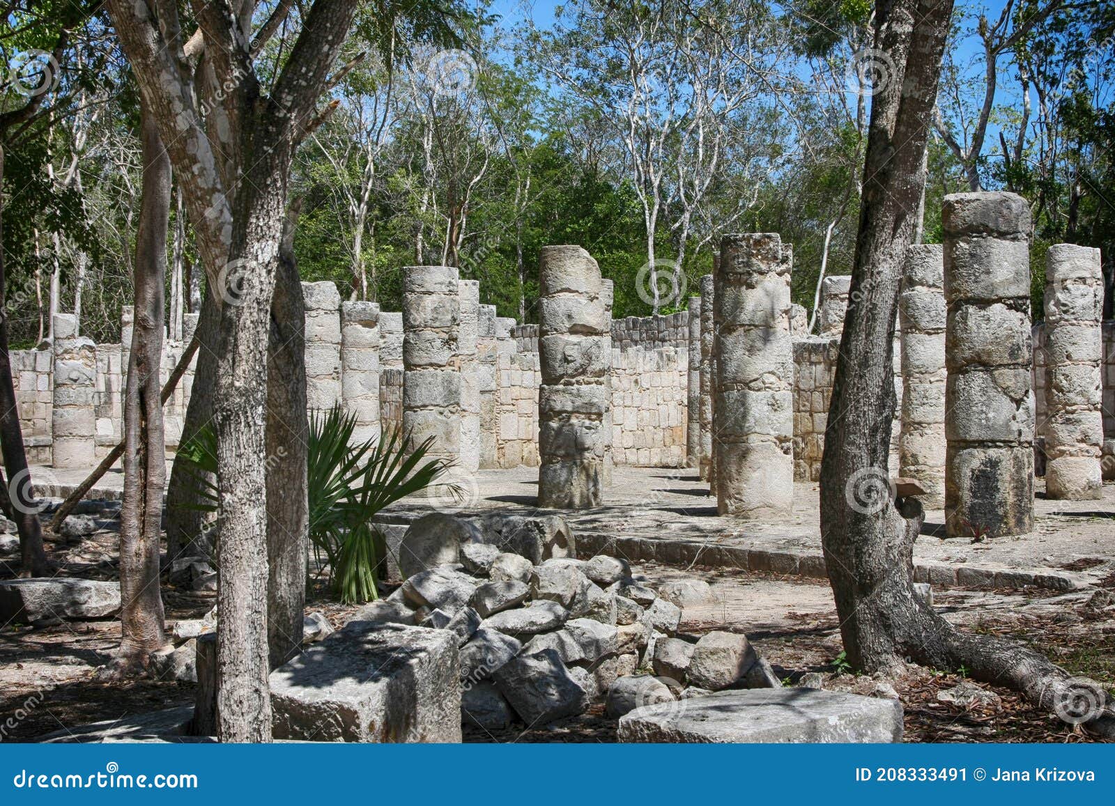 Chichen Itza - Columns of the Temple of the Thousand Warriors Stone ...