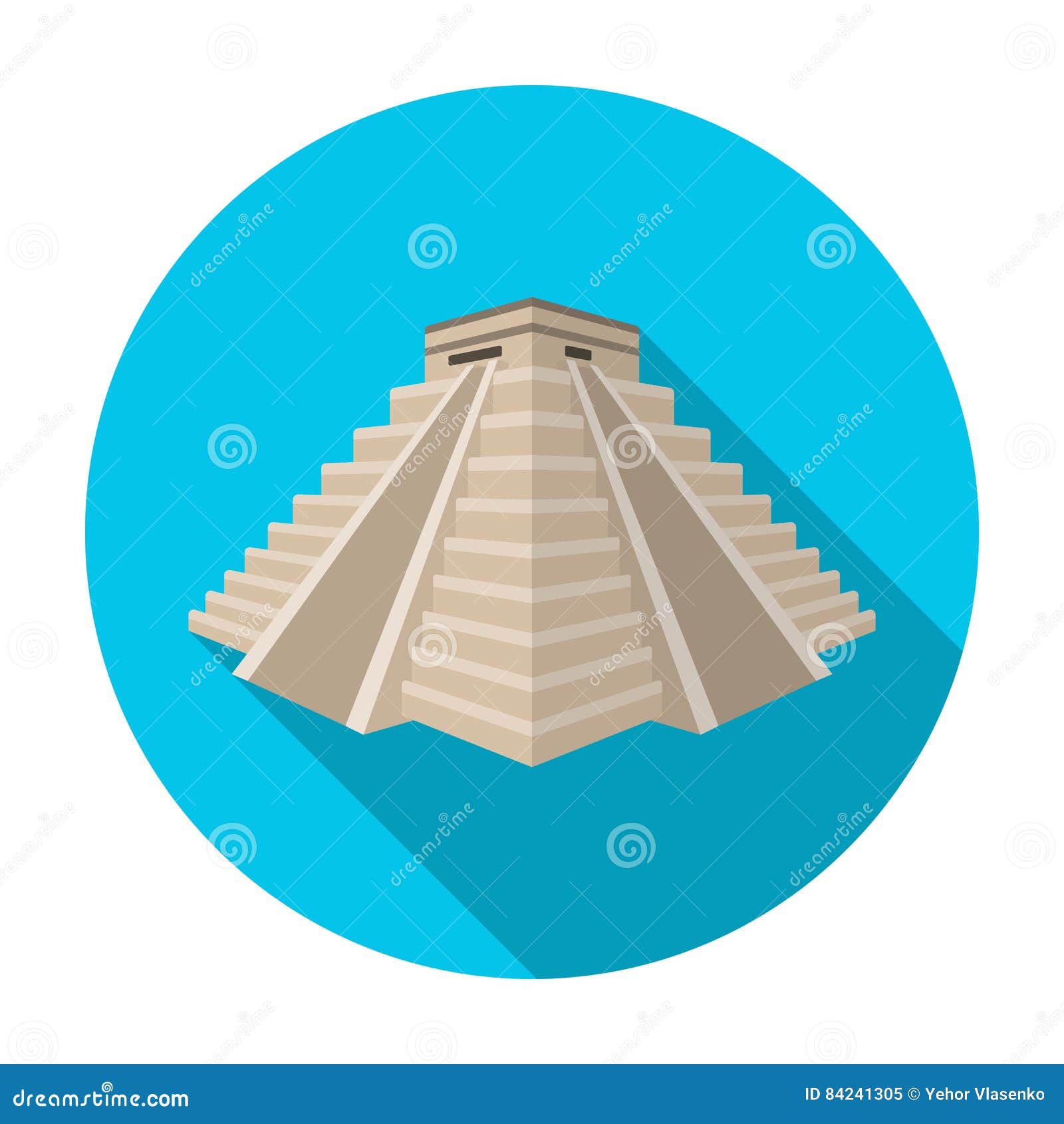 Chichen Itza Icon in Flat Style Isolated on White Background. Countries Symbol Stock Vector ...