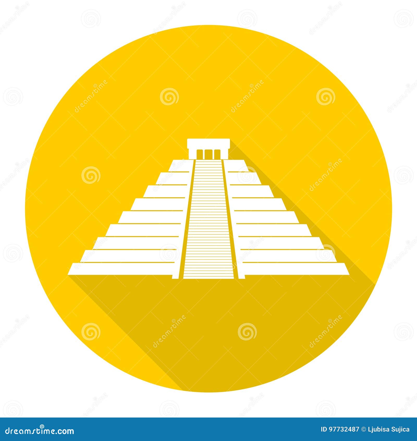 Chichen Itza Icon with Long Shadow Stock Vector - Illustration of ...