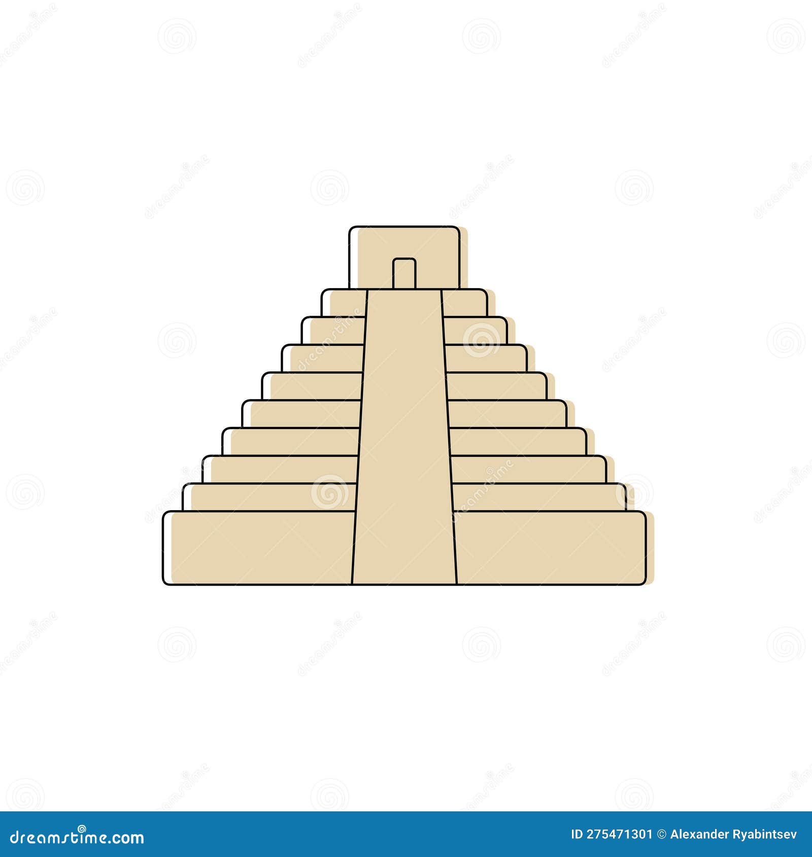 Chichen Itza Mexican Ancient Pyramid. Travel Landmark Vector ...