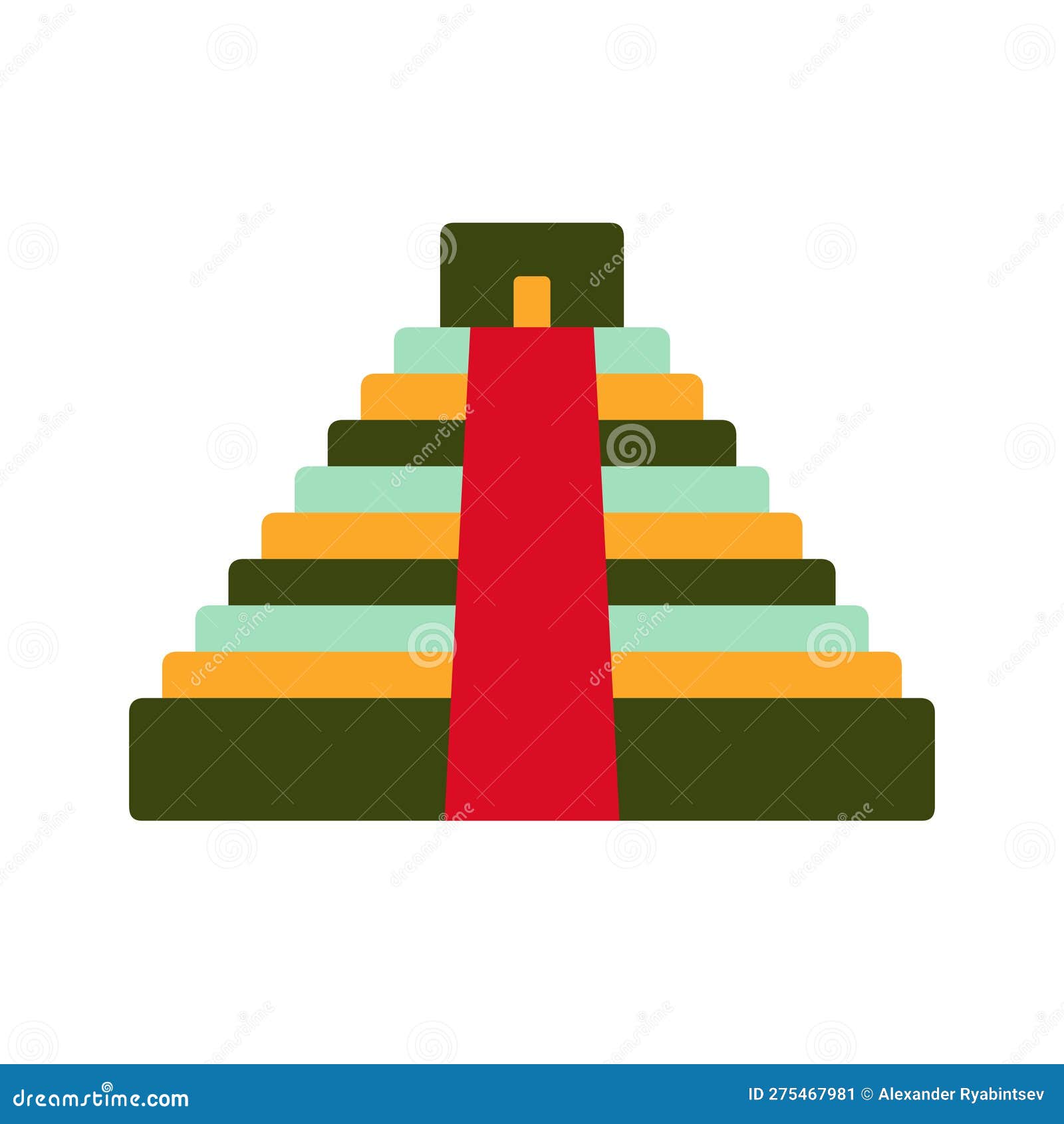 Chichen Itza Mexican Pyramid Flat Style Vector Illustration | CartoonDealer.com #275467981