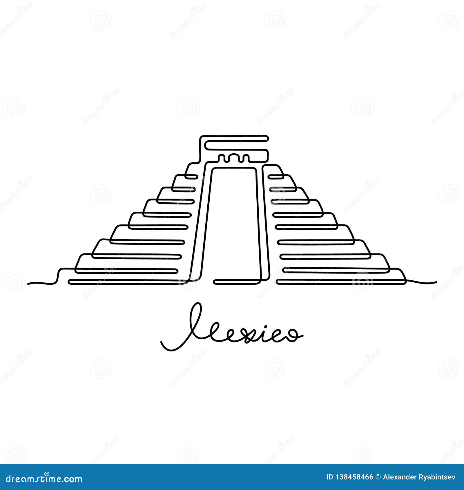 Mexico Continuous Line Vector Illustration Stock Vector - Illustration ...