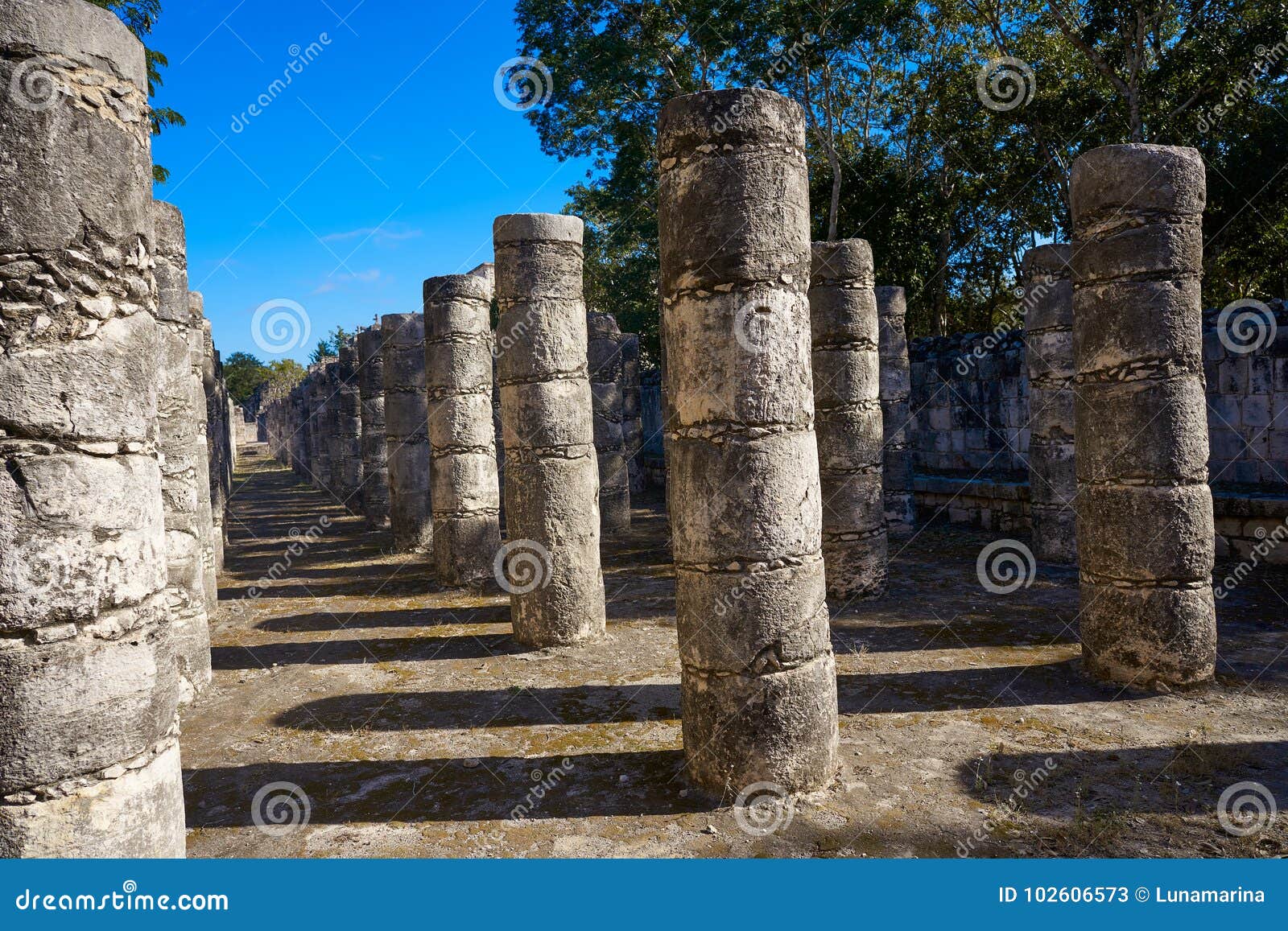 Columns Temple Of The Mayan Warriors Stock Image | CartoonDealer.com ...