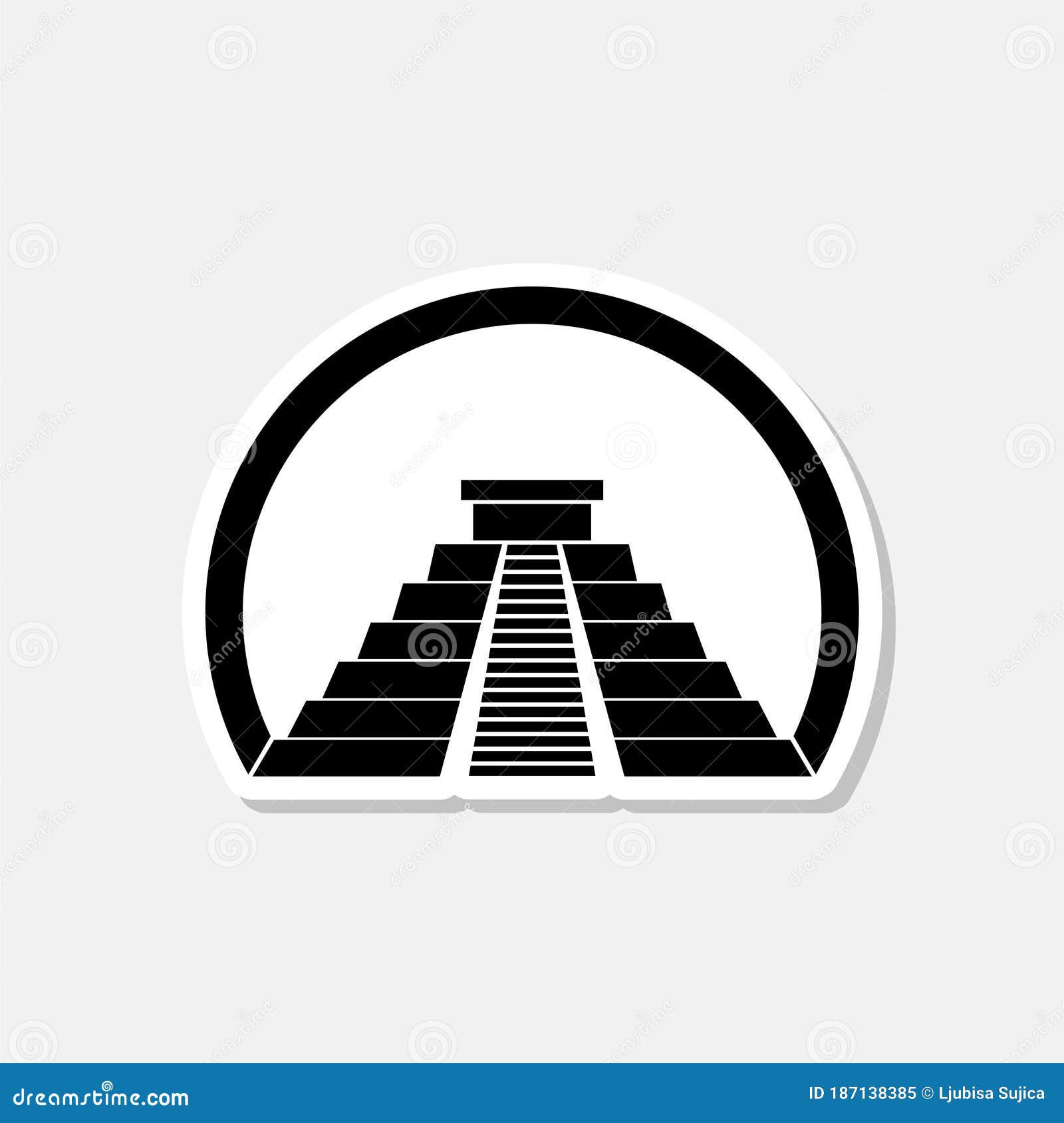 Chichen Itza Sticker Icon Isolated on Gray Background Stock Vector ...
