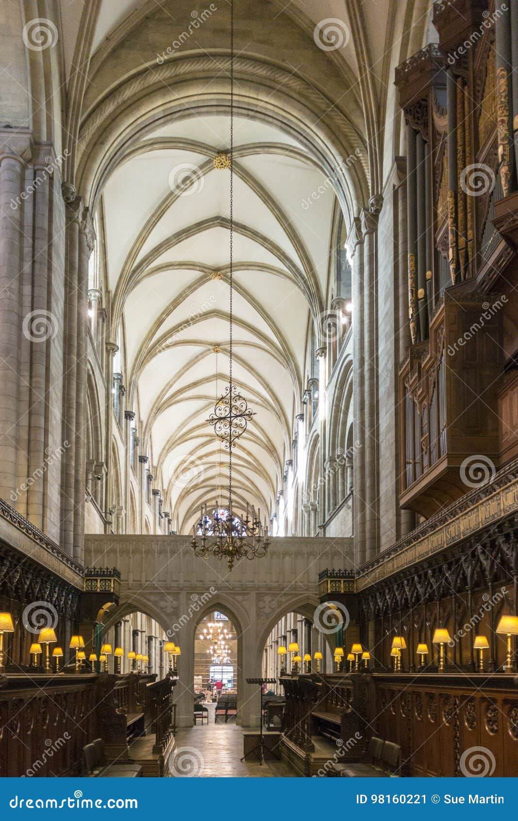 Choir Stalls In Church Interior With Rows Of Pews And Steps Leading Up ...