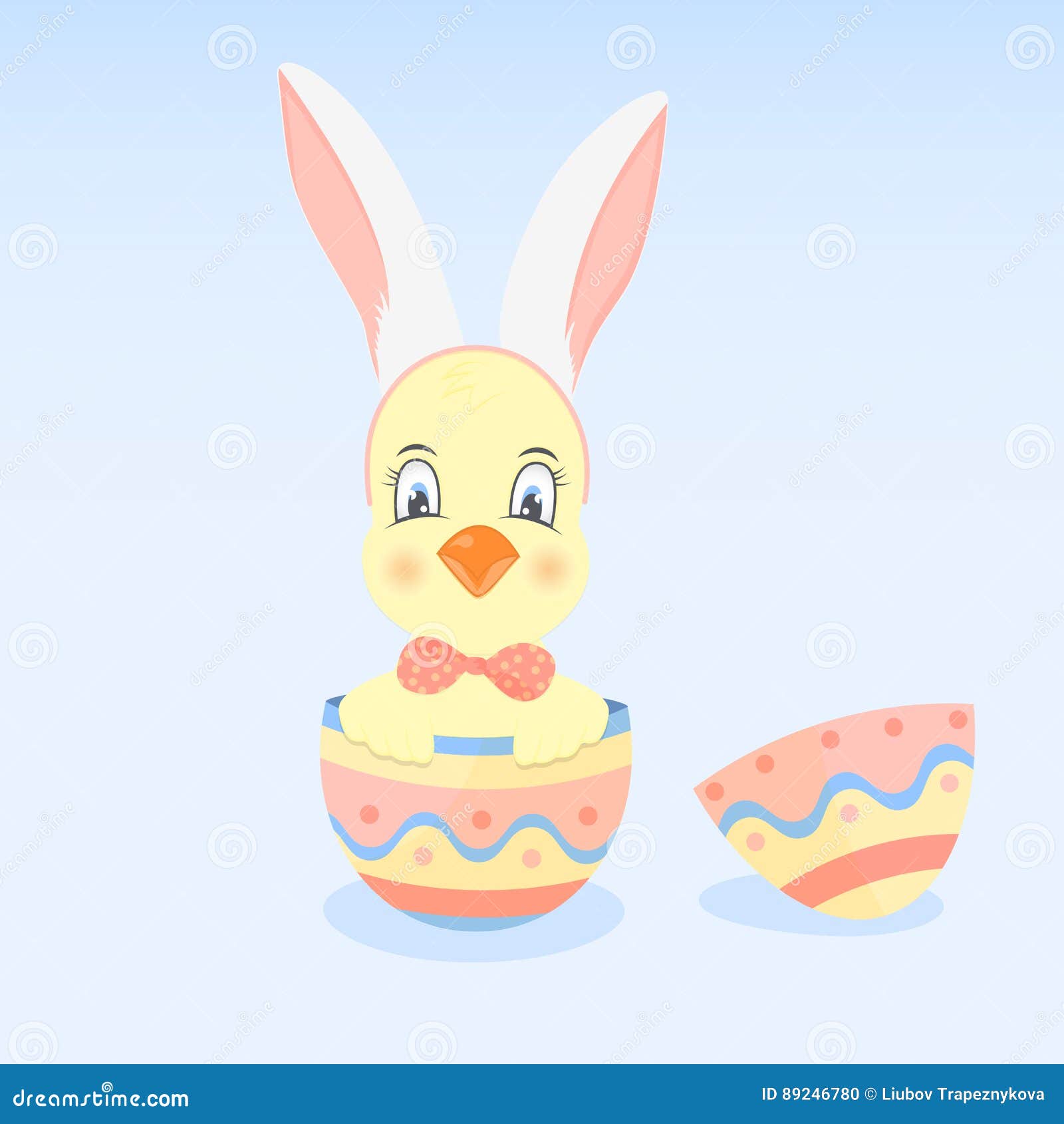A Chick with Ears Like a Rabbit in the Easter Egg Stock Vector ...