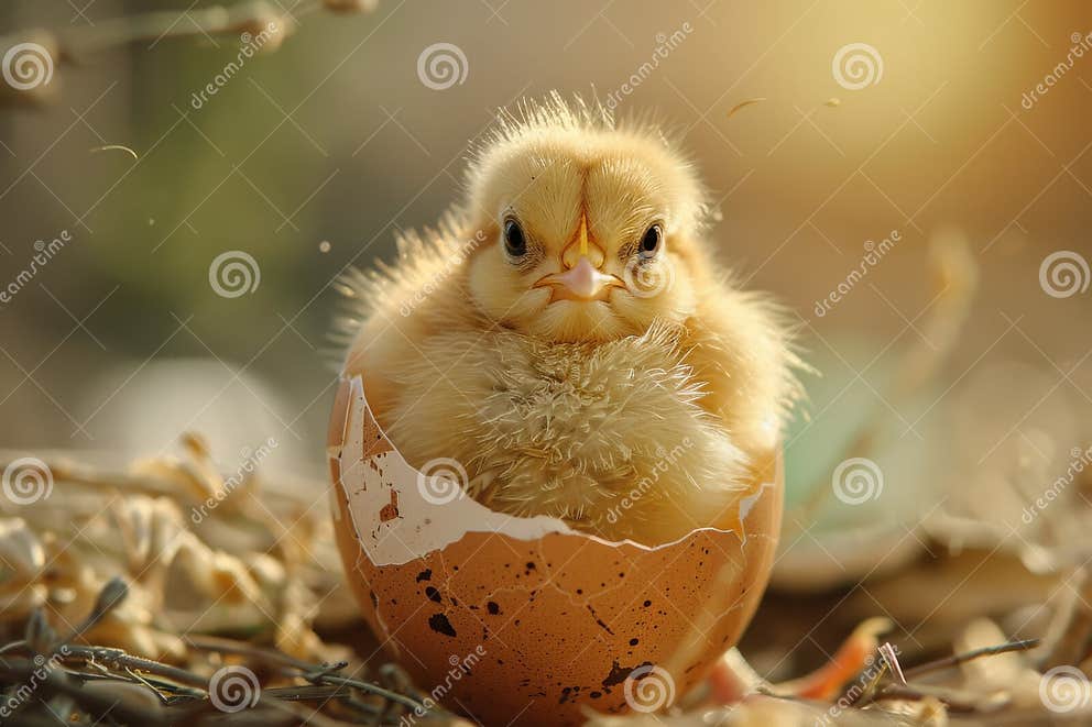 Chick in Eggshell, Nature Backdrop Stock Photo - Image of season, birth ...