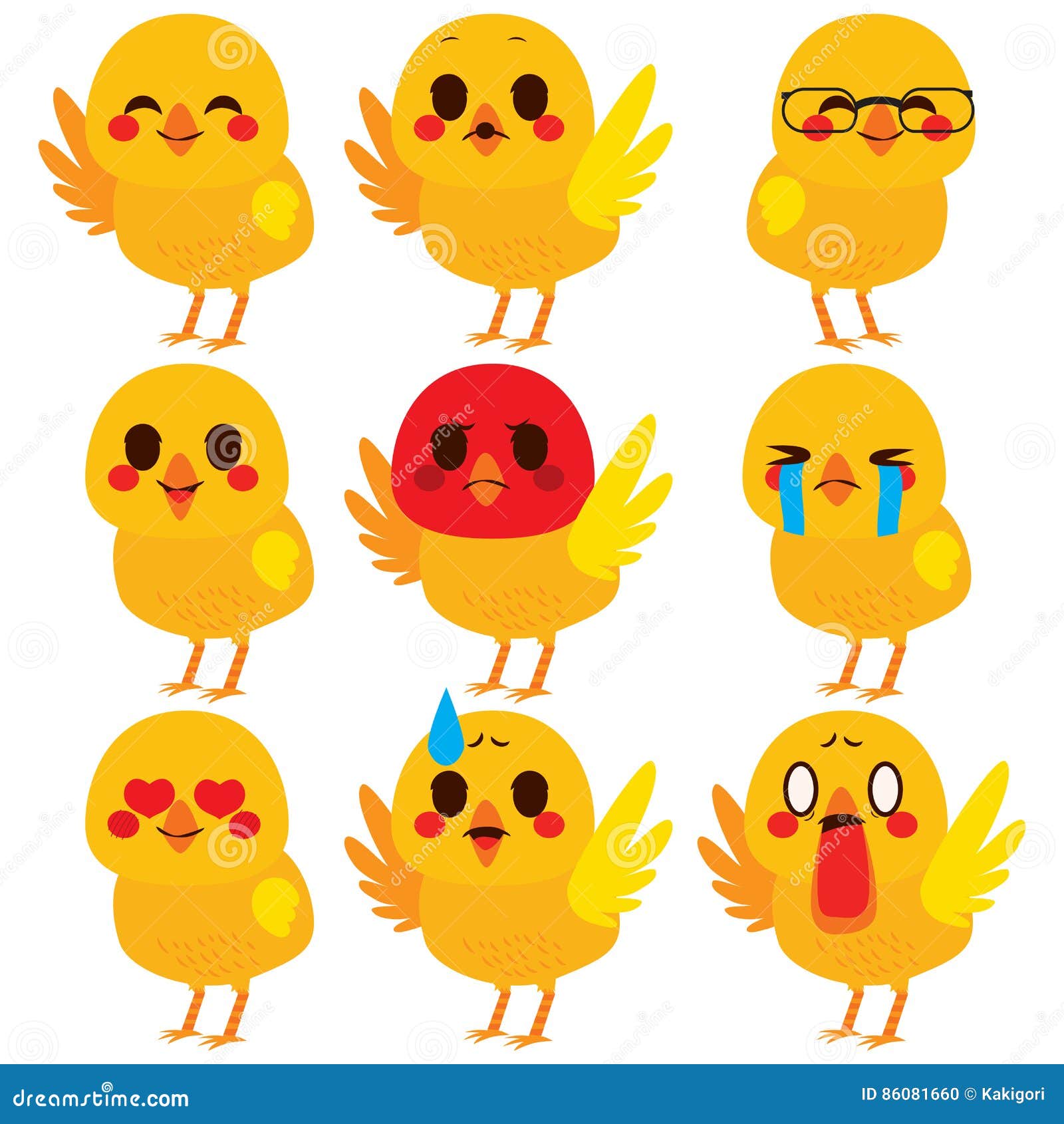 Chick Emoji Expressions Bonito Ilustração do Vetor - Ilustração de ...