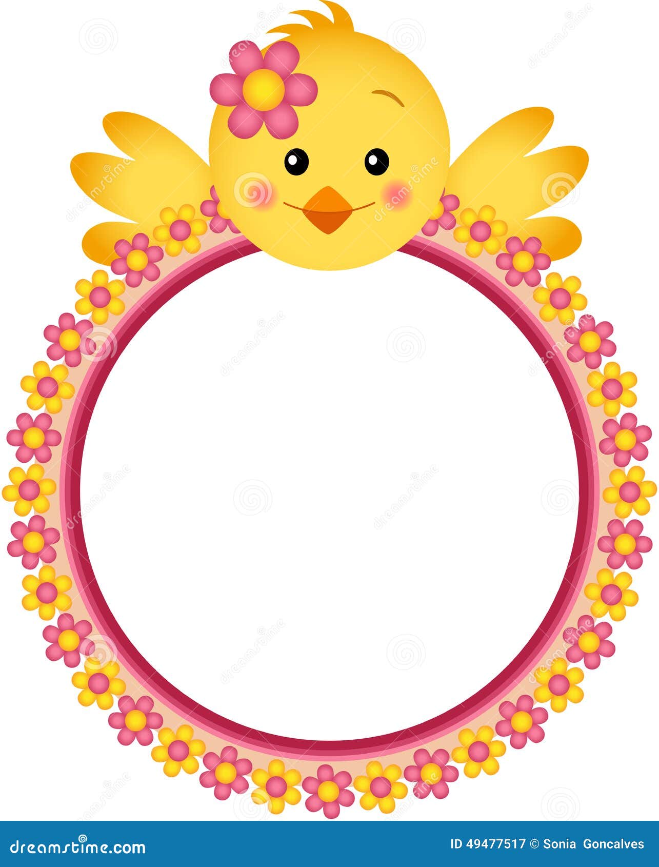 Chick with Flower Frame stock vector. Illustration of graphic - 49477517