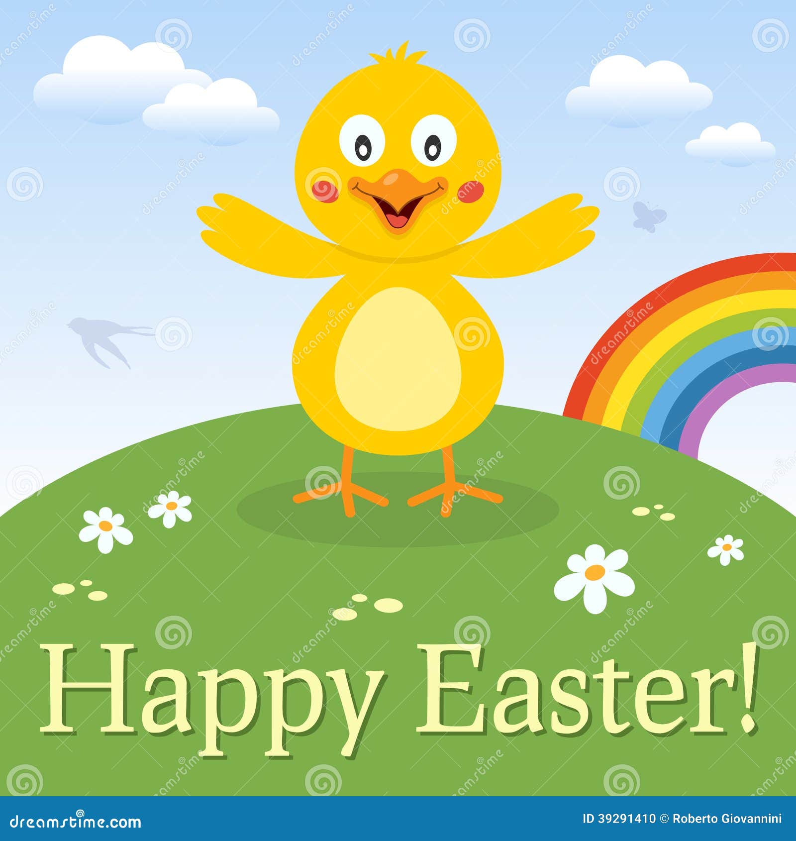 Chick Happy Easter Card Divertente Illustrazione Vettoriale ...