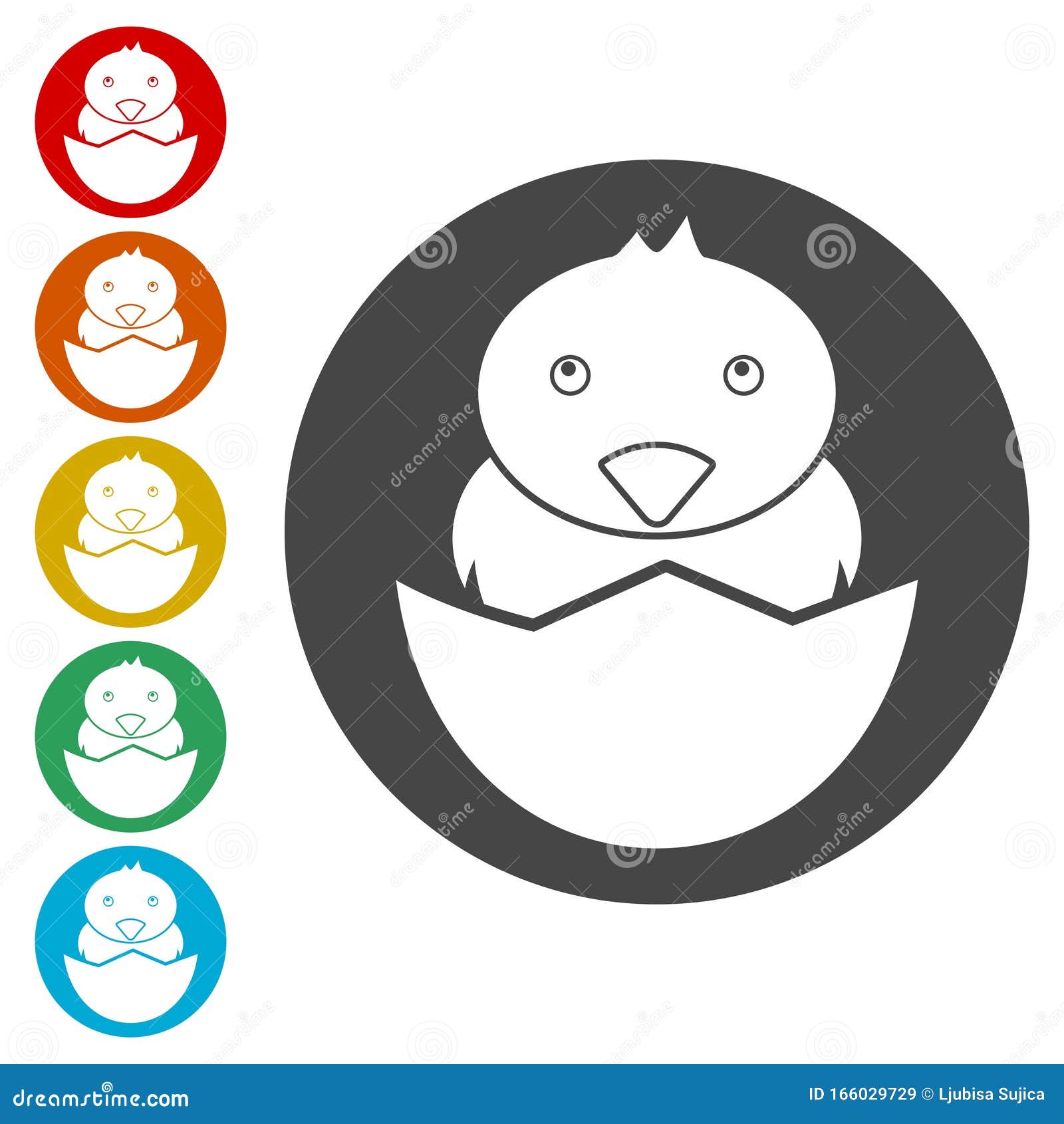 Chick Hatched from an Egg Icons Set - Illustration Stock Vector ...