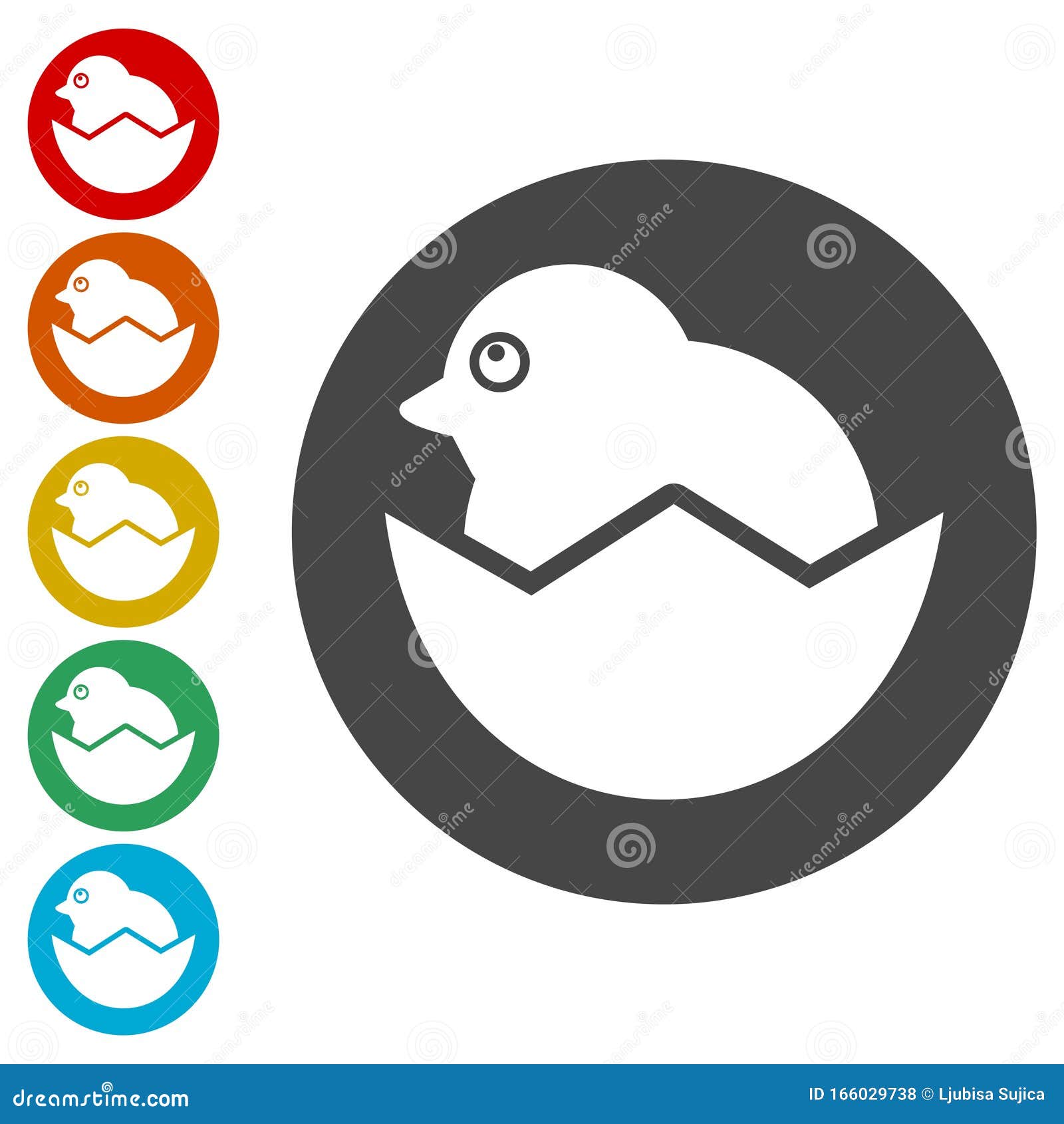 Chick Hatched from an Egg Icons Set - Illustration Stock Vector ...