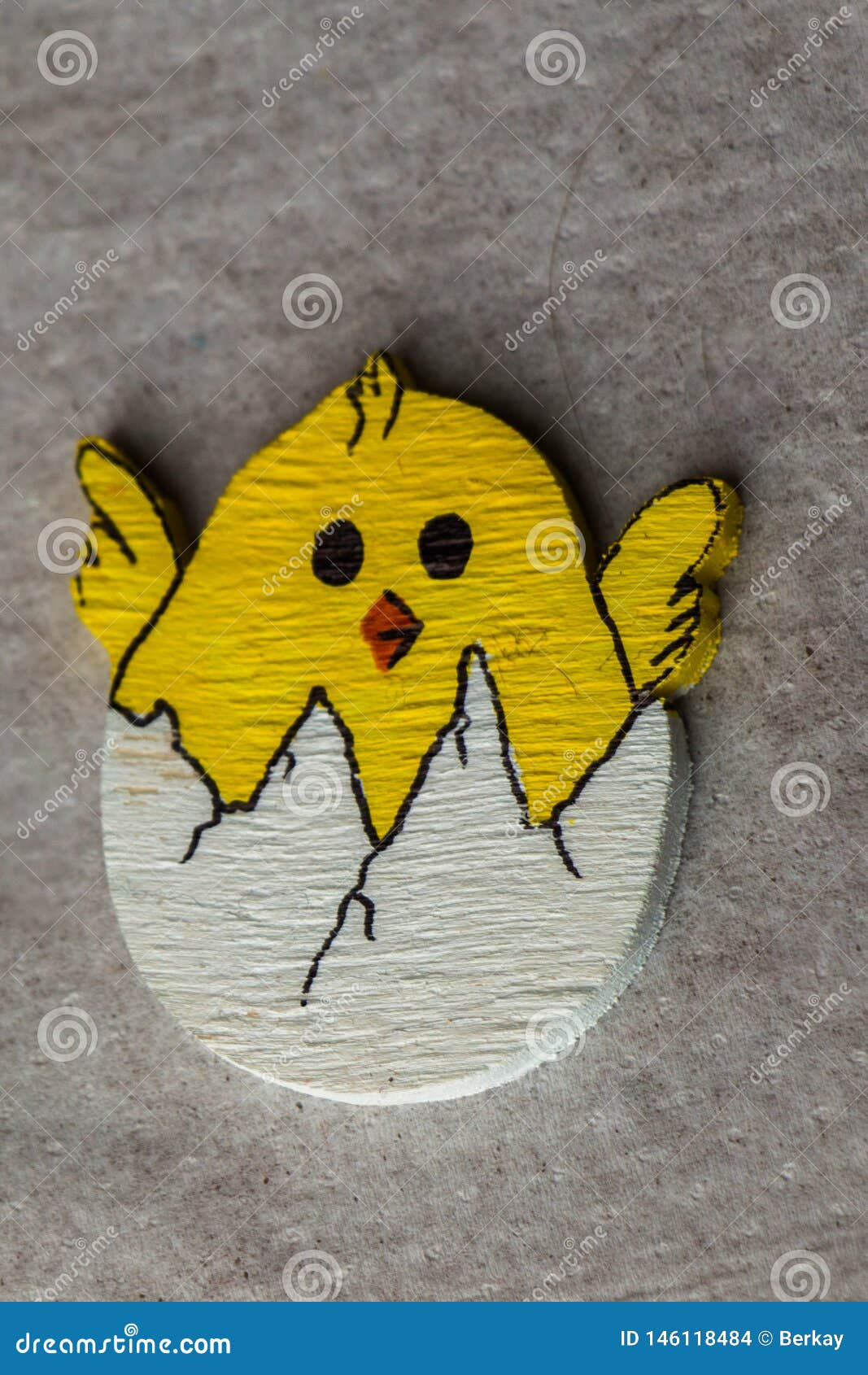 Chick Hatching from Egg Drawn on Piece of Wood Stock Photo - Image of ...