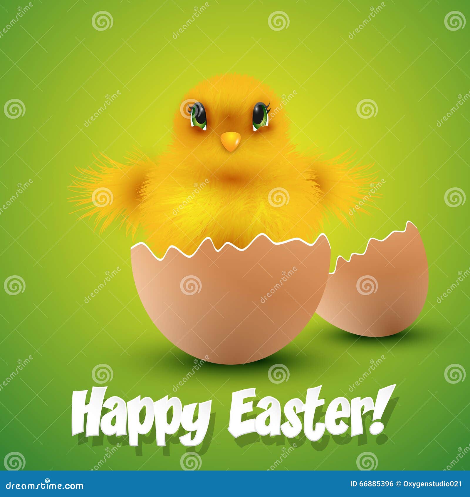 Chick Hatching Form an Egg Easter Card Stock Vector - Illustration of ...