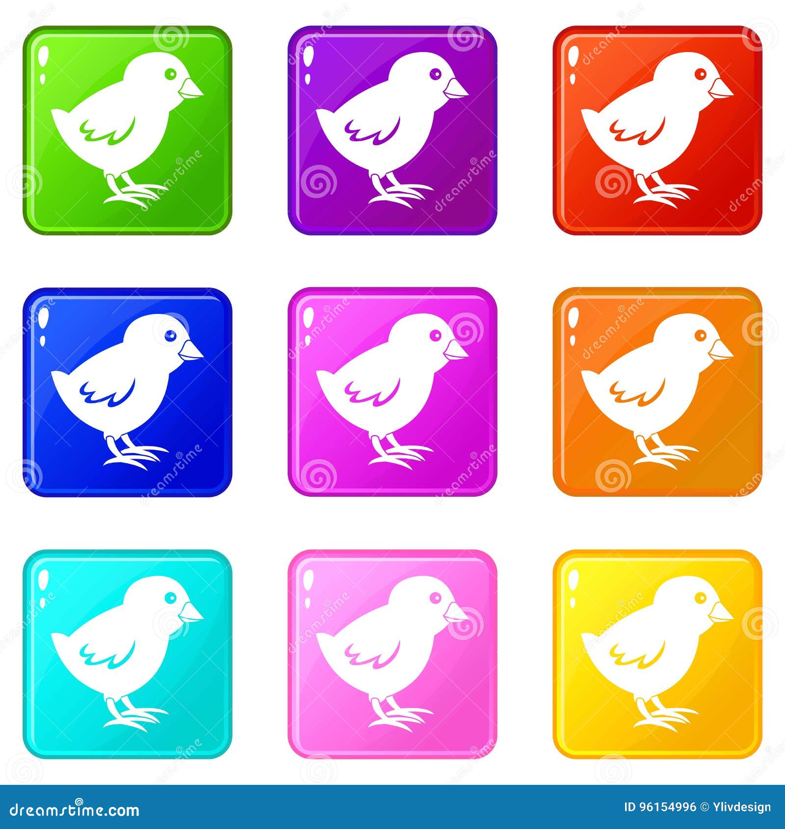 Chick icons 9 set stock vector. Illustration of cute - 96154996