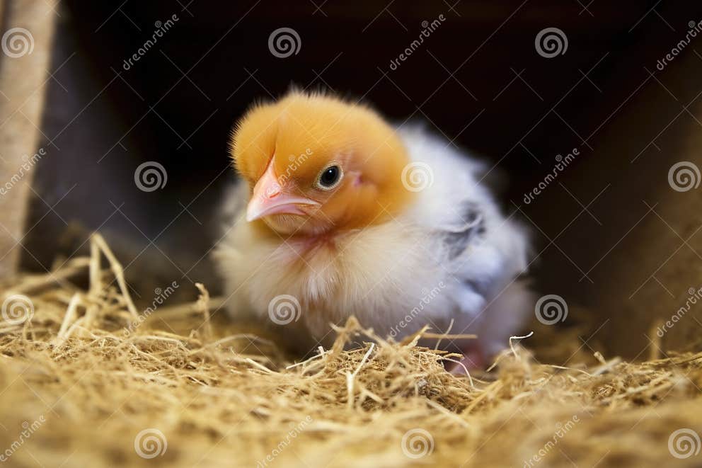 A Chick Nested Comfortably in a Chickens Wing Feathers Stock Photo ...