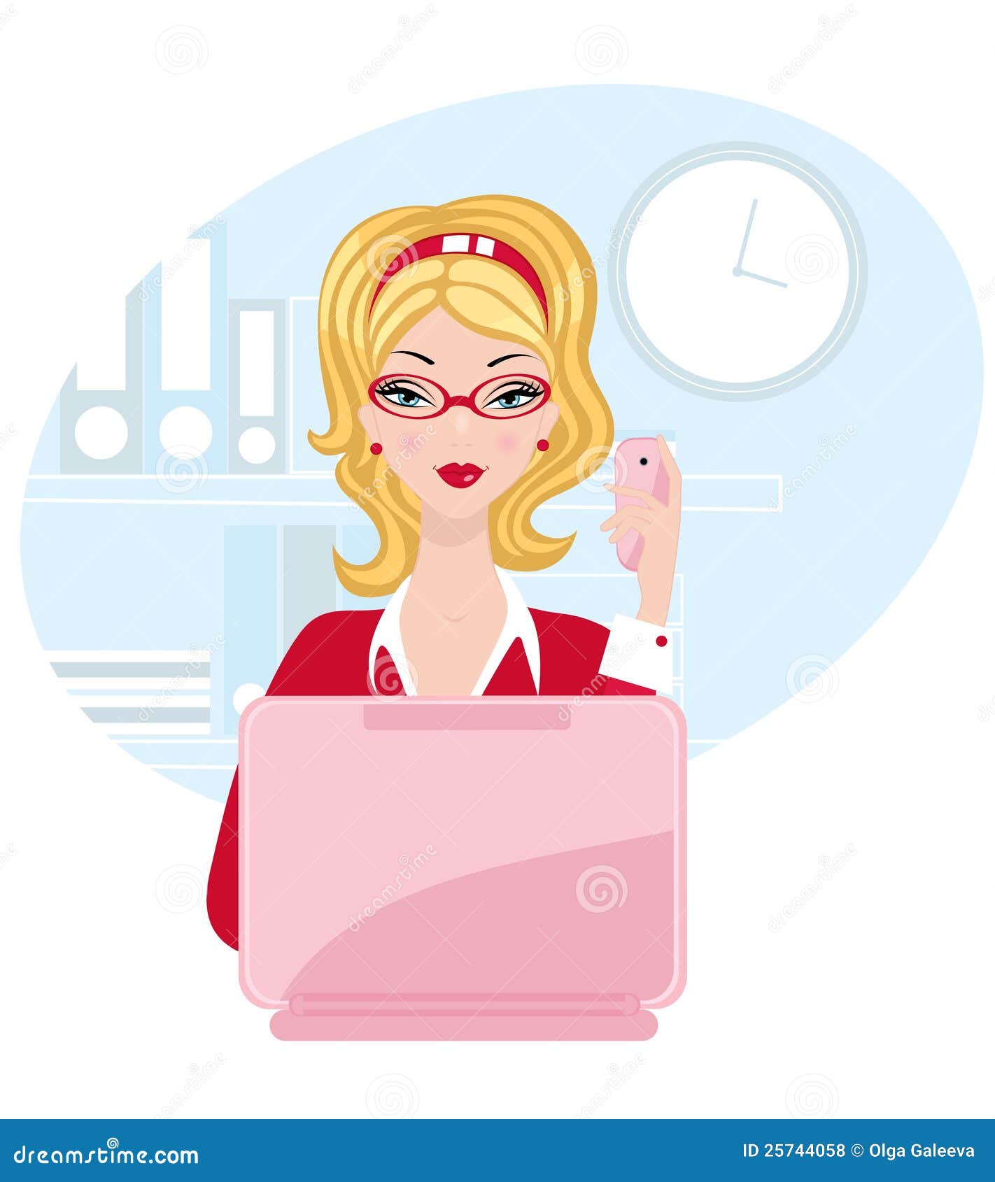 Chick office woman stock vector. Illustration of computer - 25744058