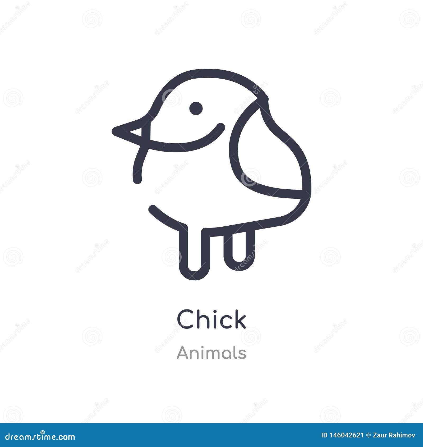 Chick Outline Icon. Isolated Line Vector Illustration from Animals ...