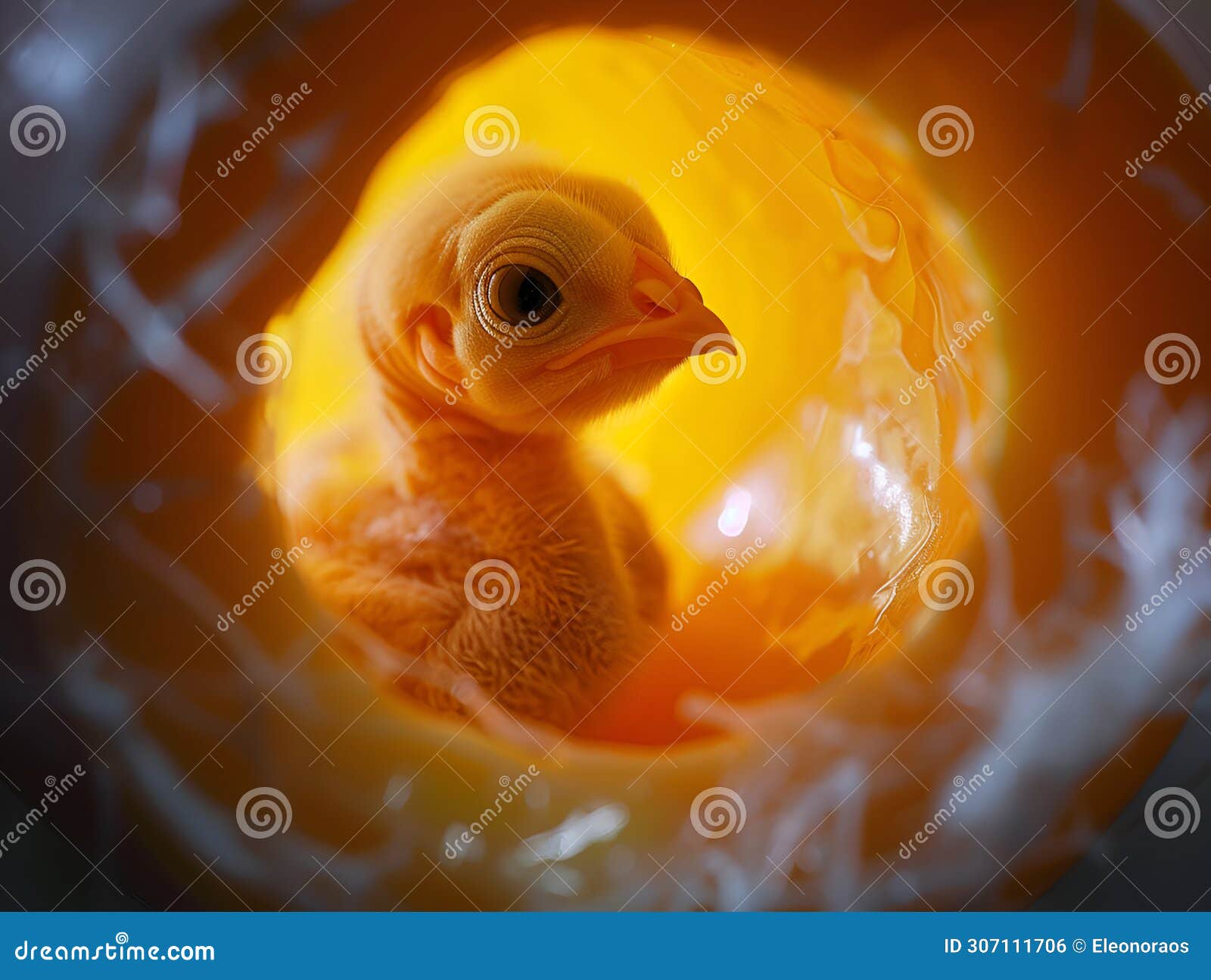 A Chick S Head in Sharp Focus within the Golden Fluid of an Egg ...