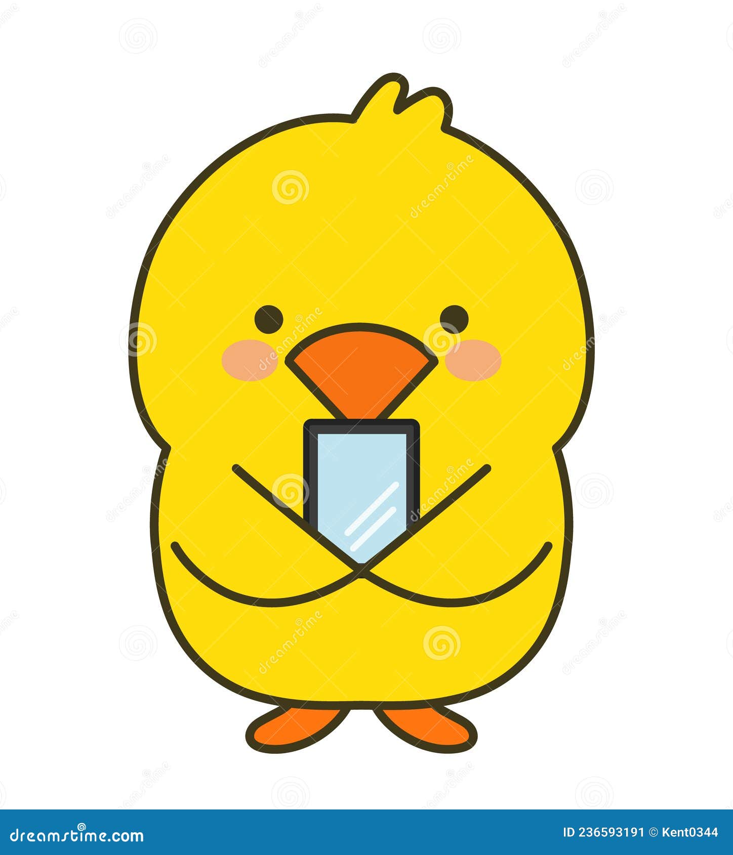 Chick with a smartphone. stock vector. Illustration of chicken - 236593191