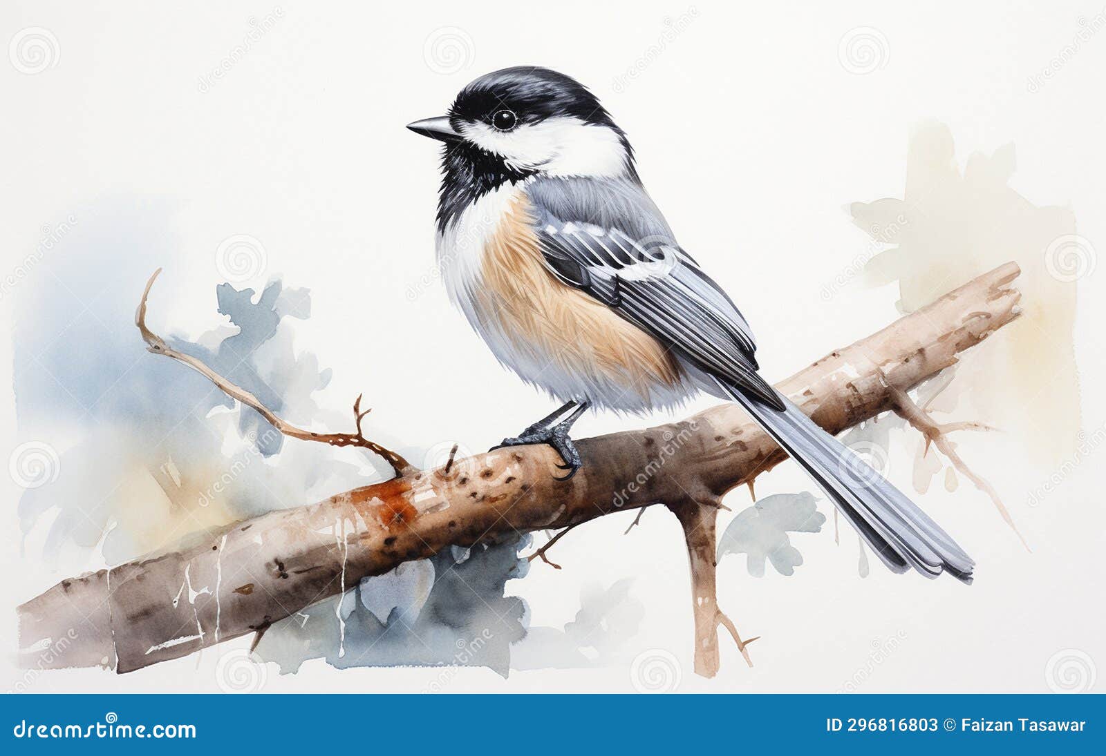 Chickadee on a Crisp White Background -Generative Ai Stock Image ...