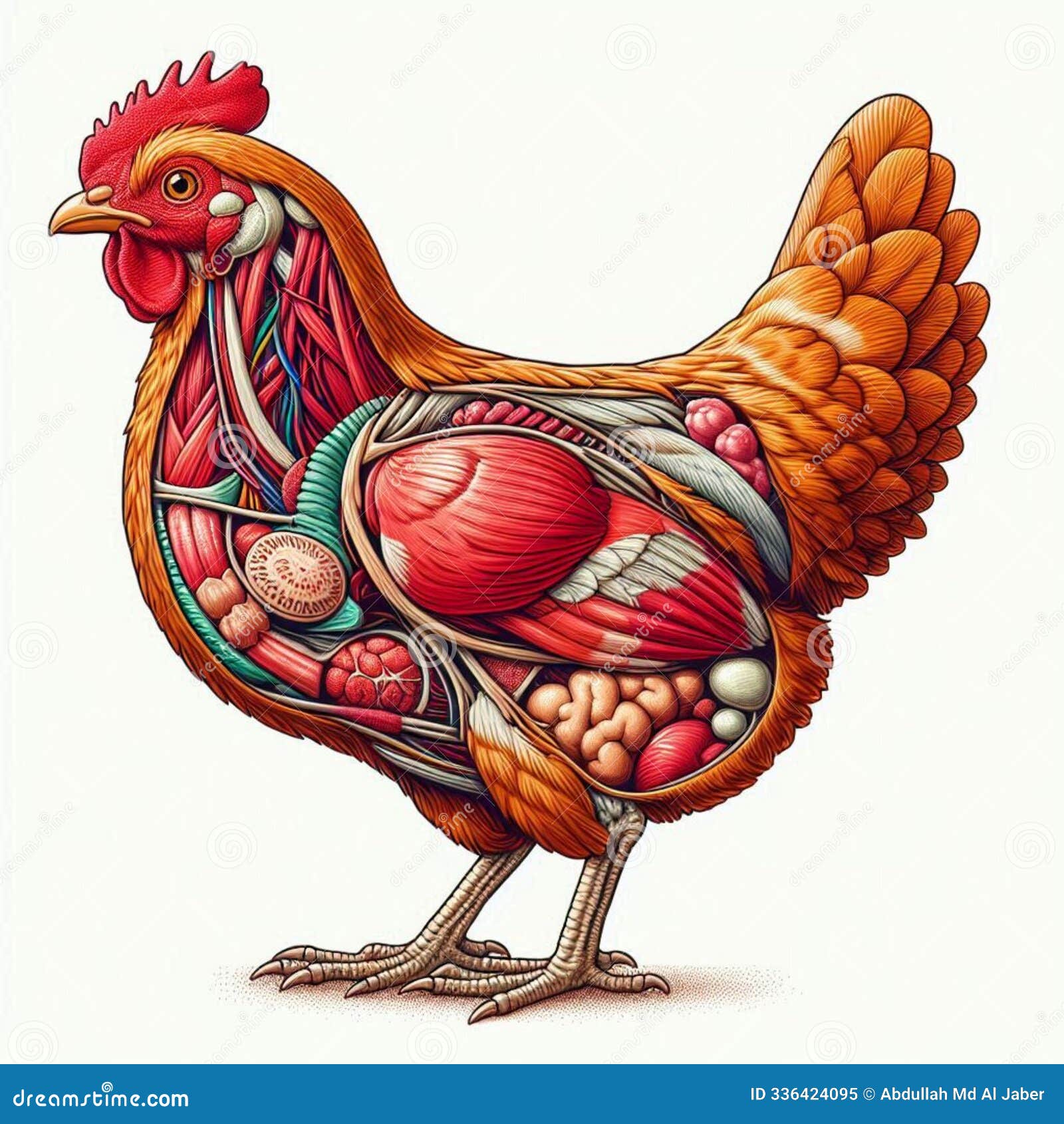 Chicken Anatomy Vector Illustration. Labeled Biological Inner Organs ...