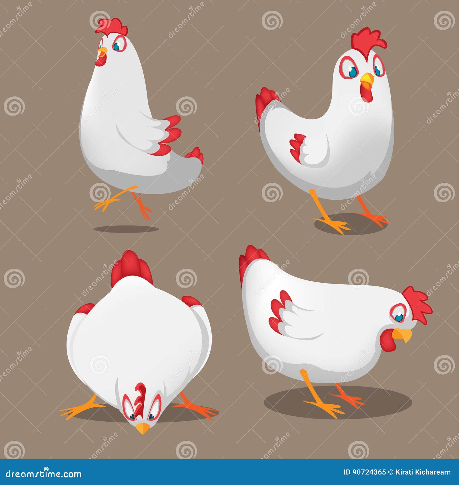 Chicken Animal Cartoon Pose Set Stock Illustration - Illustration of ...