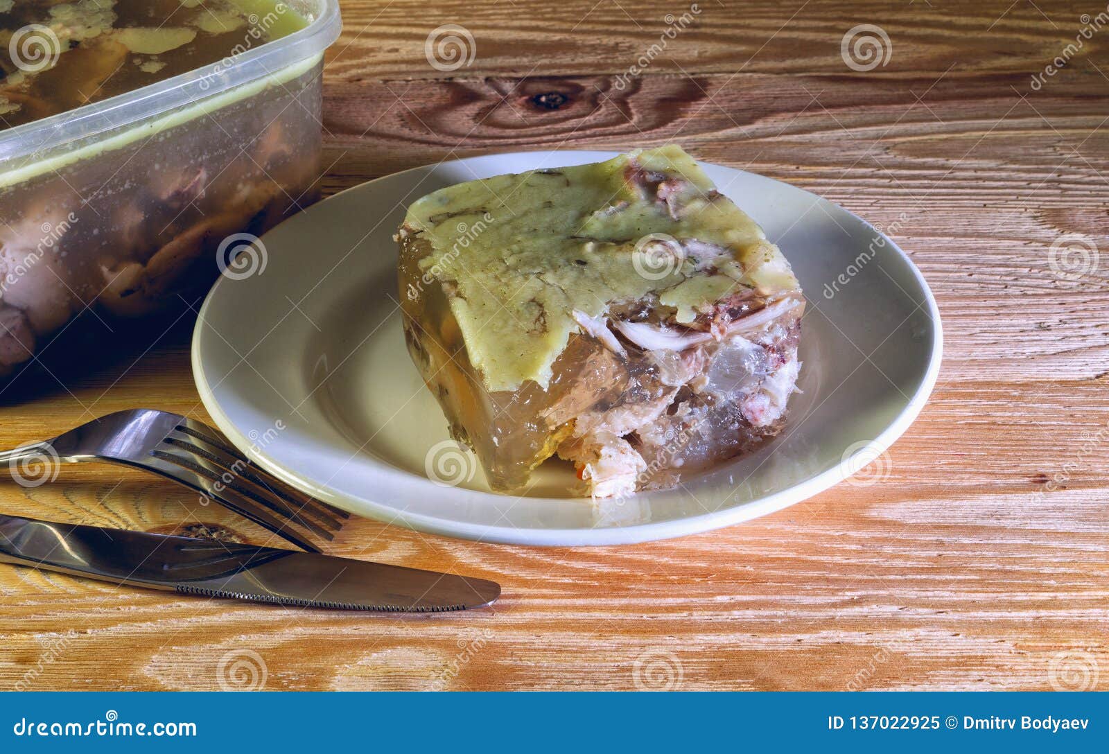 Chicken Aspic on the Kitchen Table Stock Image - Image of beef ...