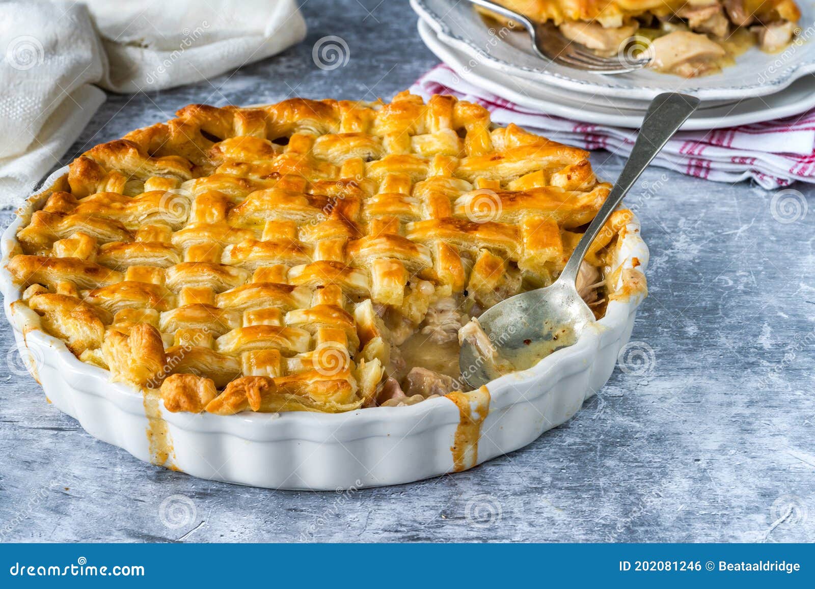 Chicken and bacon pie stock photo. Image of cream, healthy - 202081246