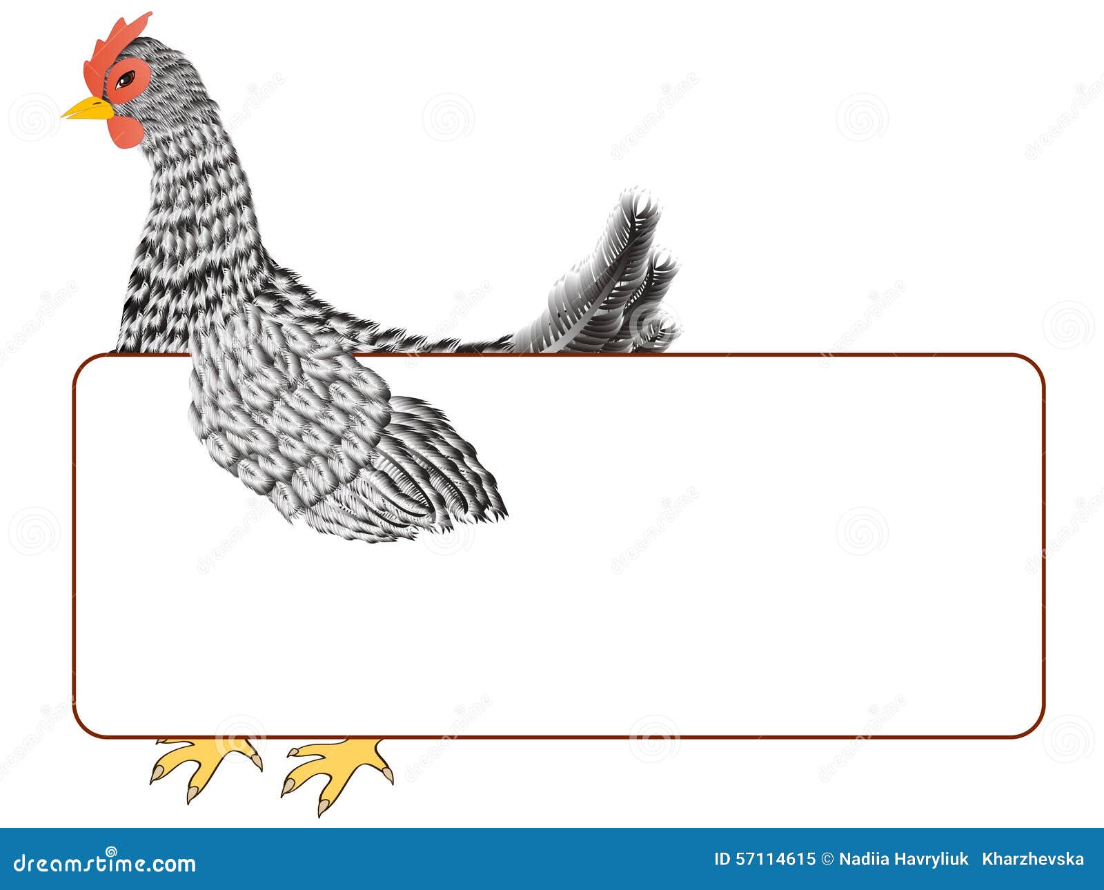 Chicken with banner. stock vector. Illustration of feather - 57114615