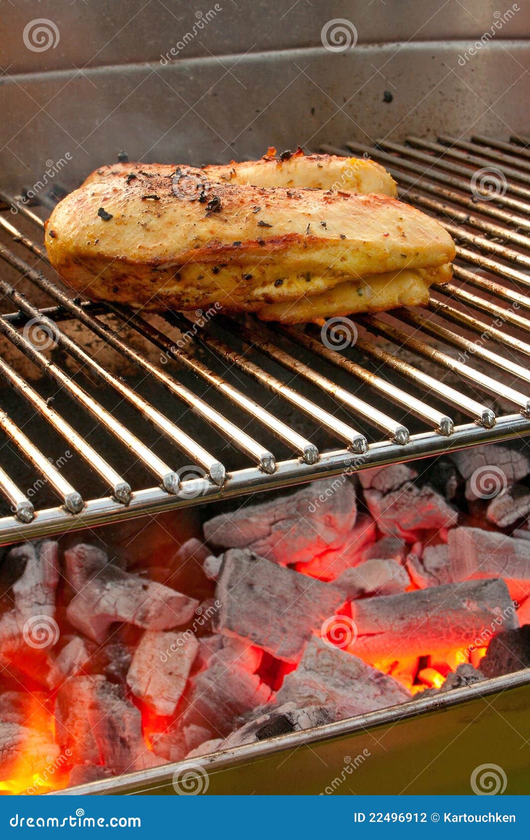Chicken on the Barbecue with Coils Stock Photo - Image of dinner, fire ...