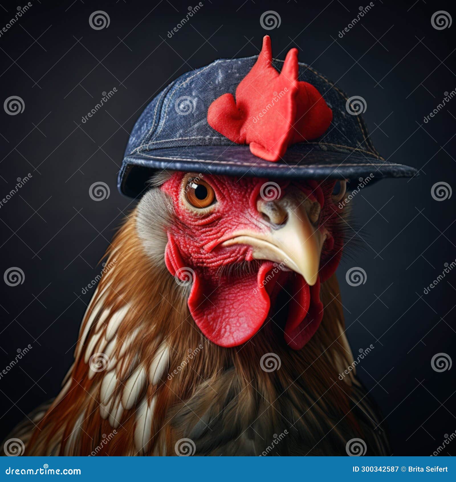A Chicken with a Baseball Cap Stock Illustration - Illustration of farm ...