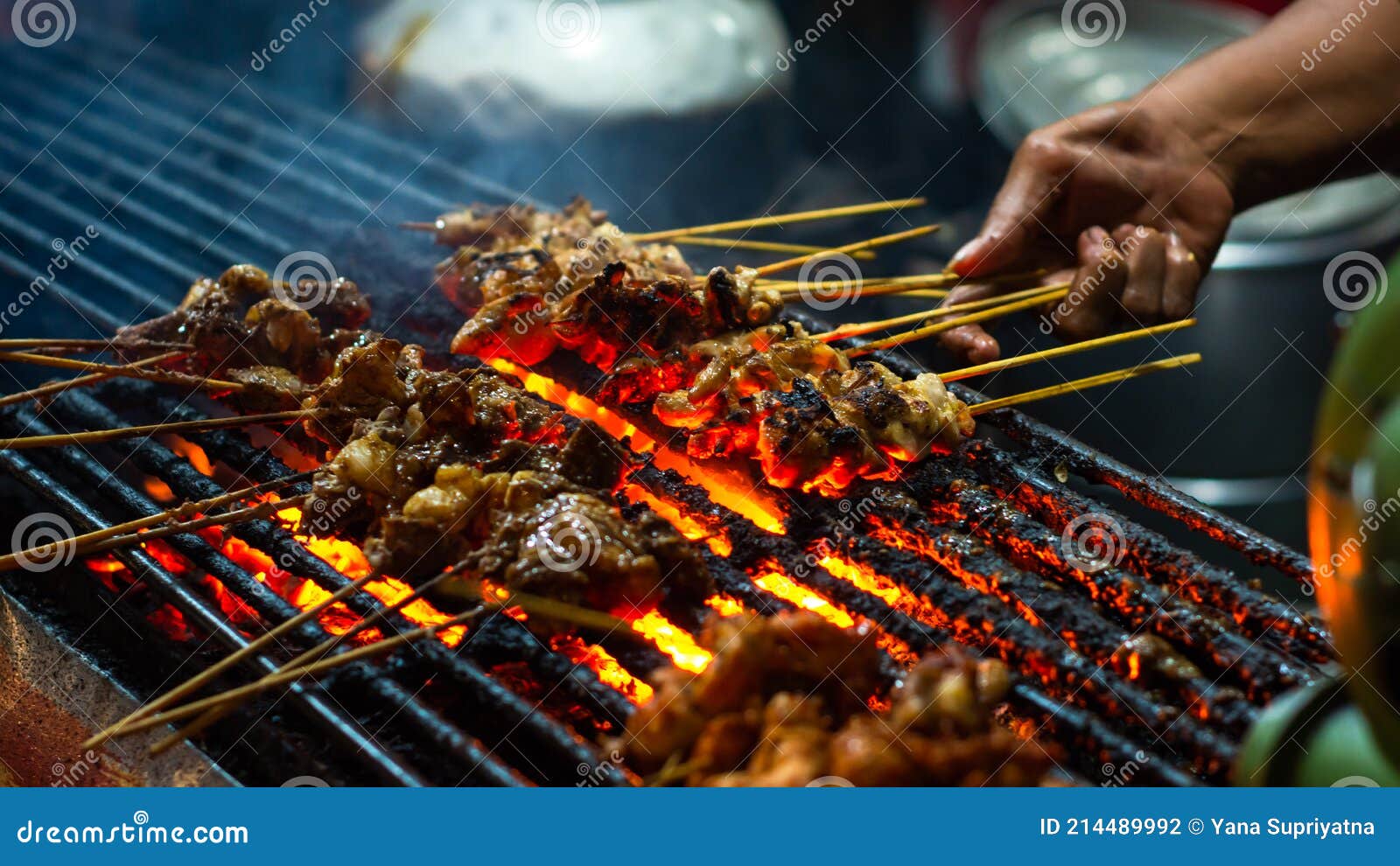 Satay on the grill stock photo. Image of chili, gourmet - 214489992