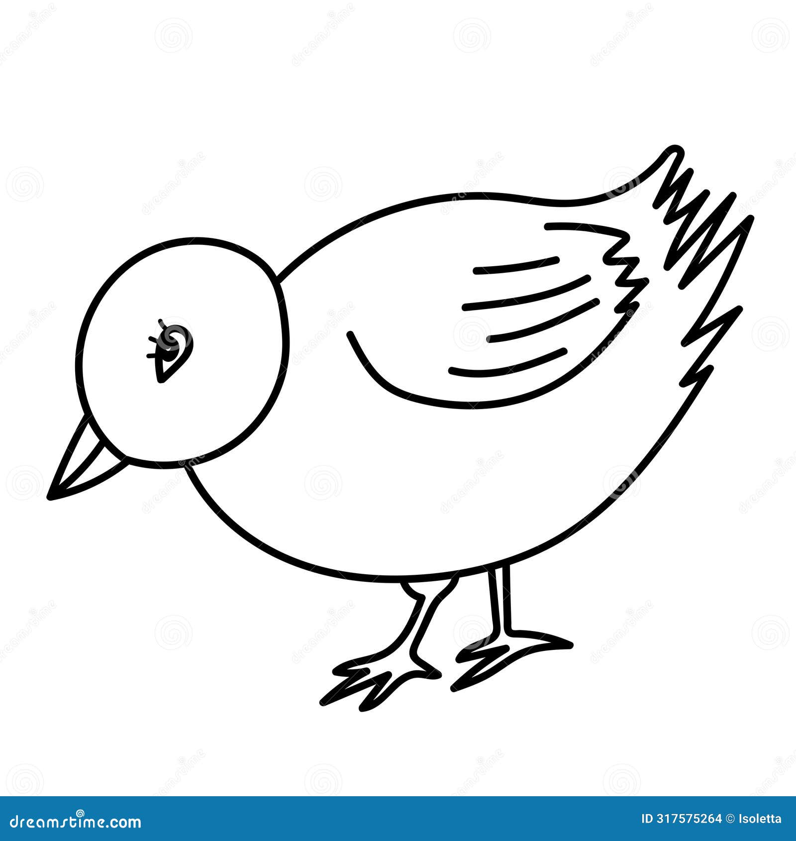 Chicken Bird Line Drawing. Doodle Vector Illustration Stock Vector ...